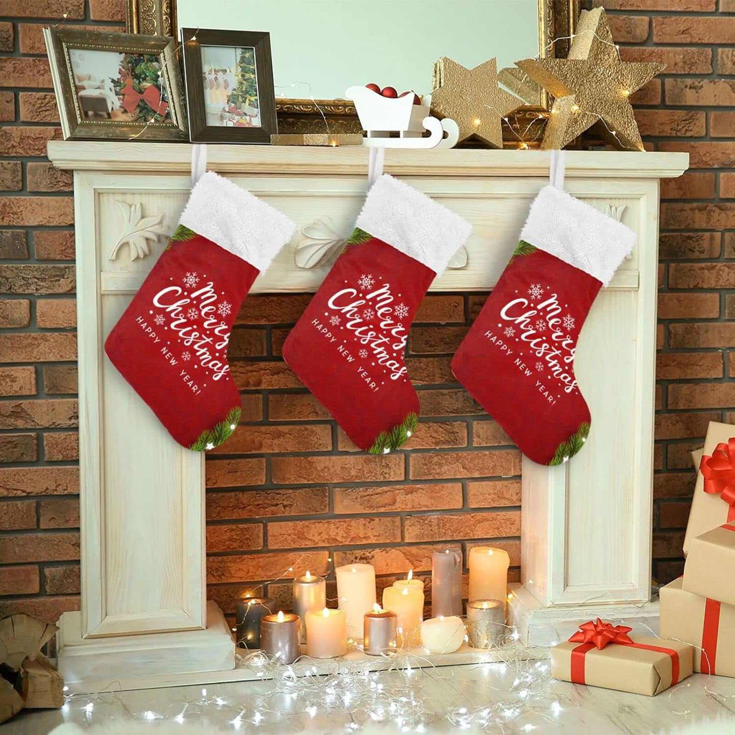 SKYSONIC Blue Christmas Snowflake Christmas Stockings Personalized ...