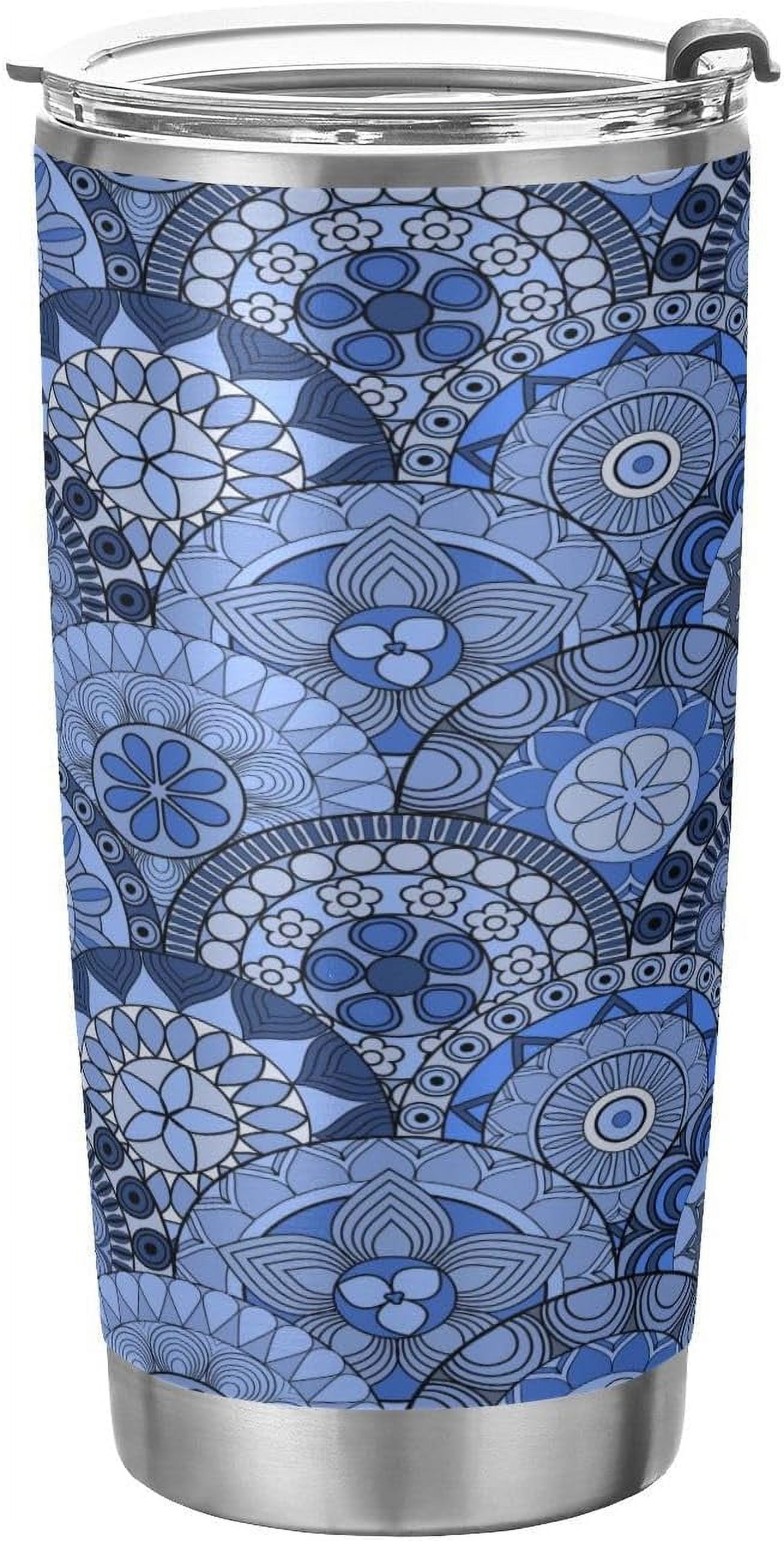 SKYSONIC Blue Mandala 12 oz Stainless Steel Insulated Mug, Double ...