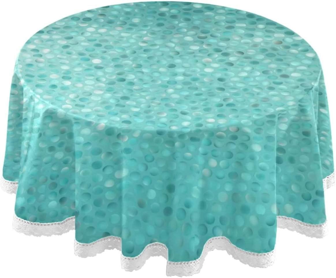 SKYSONIC Blue Mosaic Turquoise Tablecloth Round Tablecloths Polyester ...