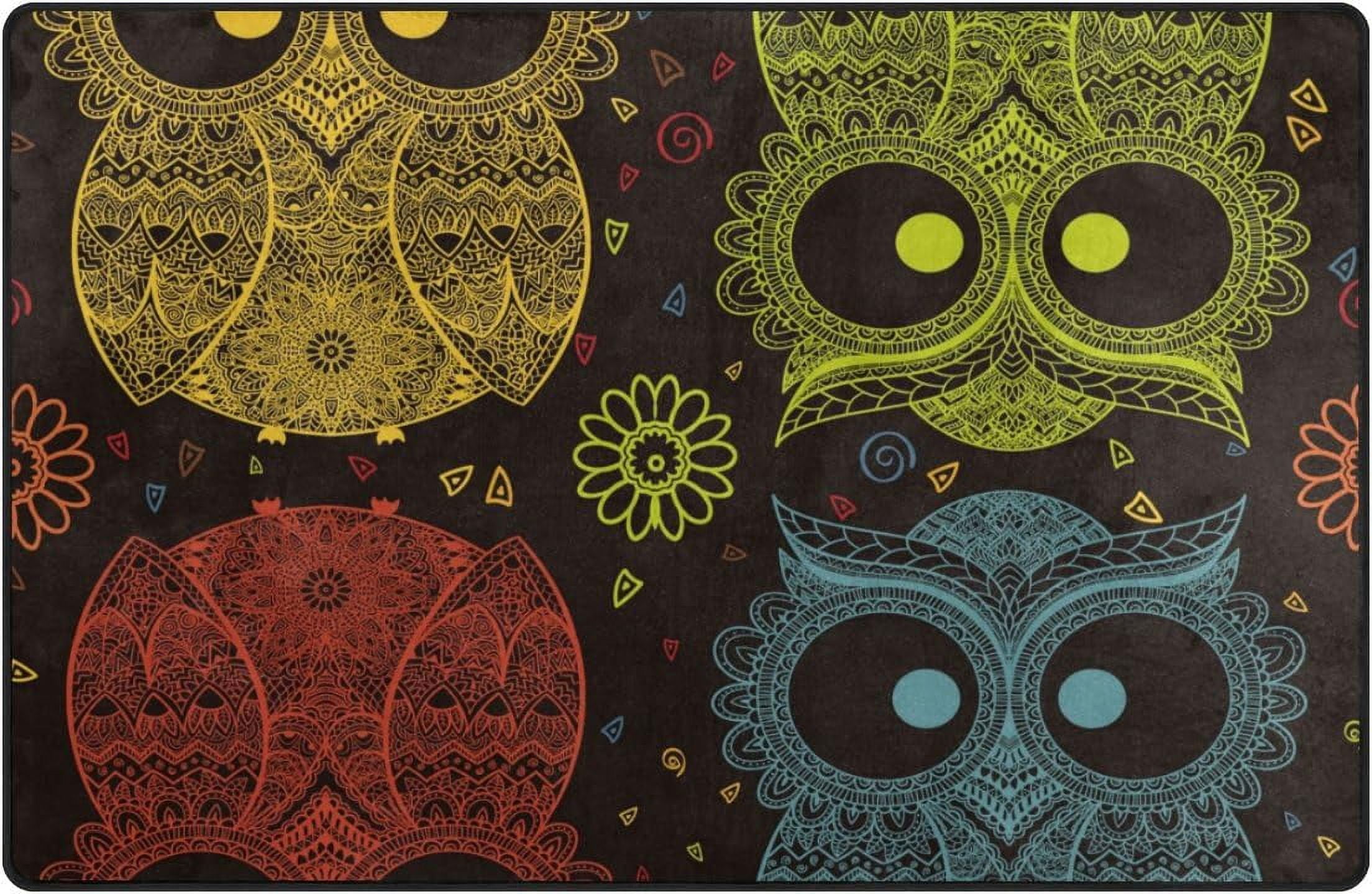 SKYSONIC Boho Ornamental Owl Area Rug Pad - 31 x 20 inch - 100% Light ...