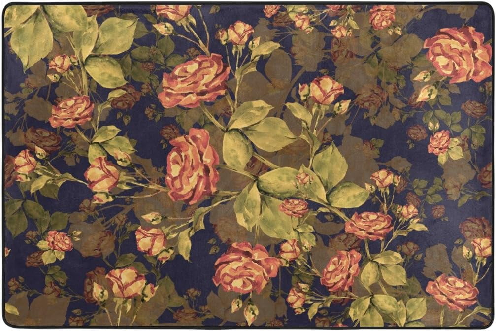 SKYSONIC Branch Red Rose Area Rug Pad 24x36 Inch 100% Light Weight ...