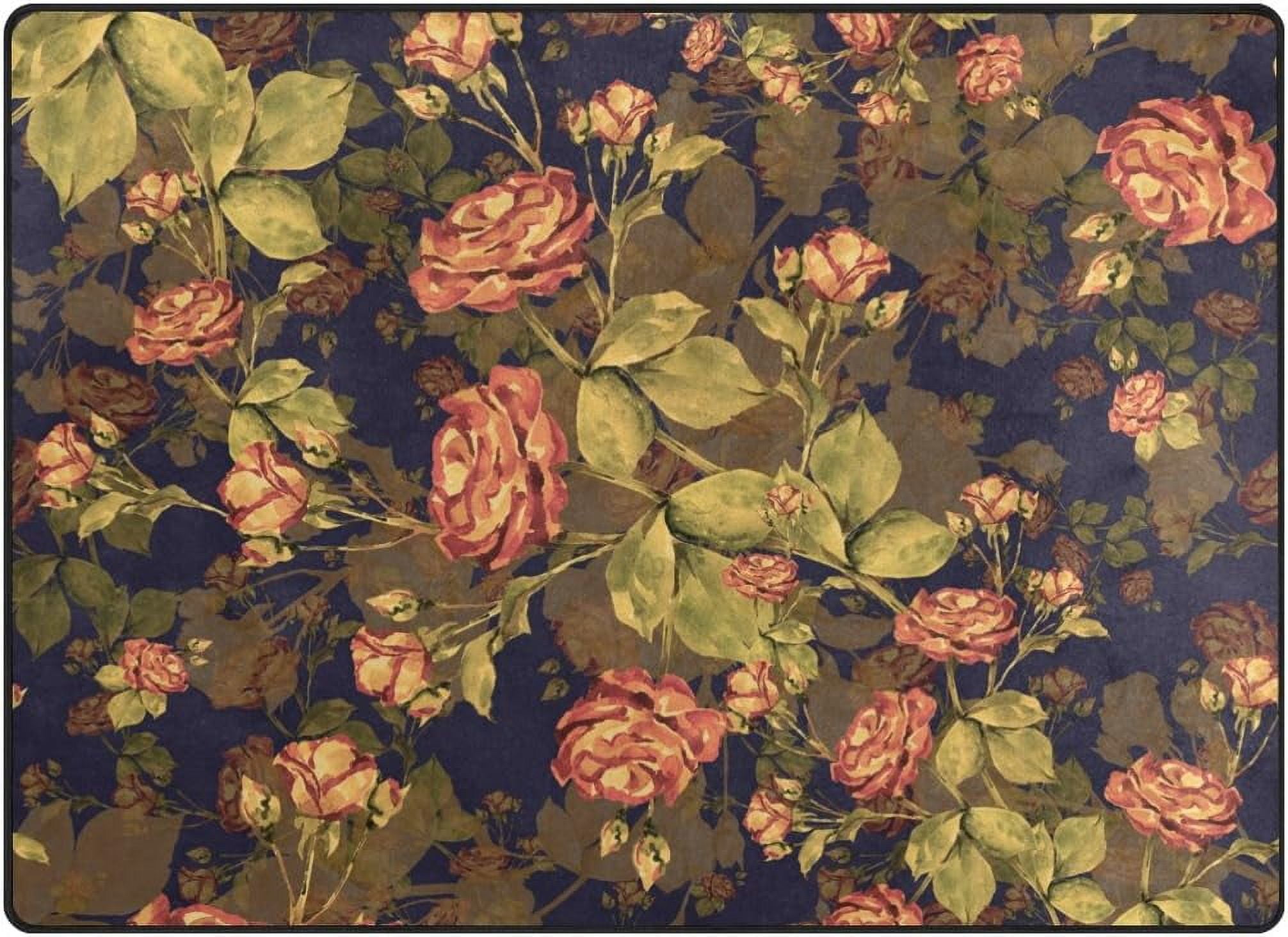 SKYSONIC Branch Red Rose Area Rug Pad - 63x48 inch - 100% Light Weight ...