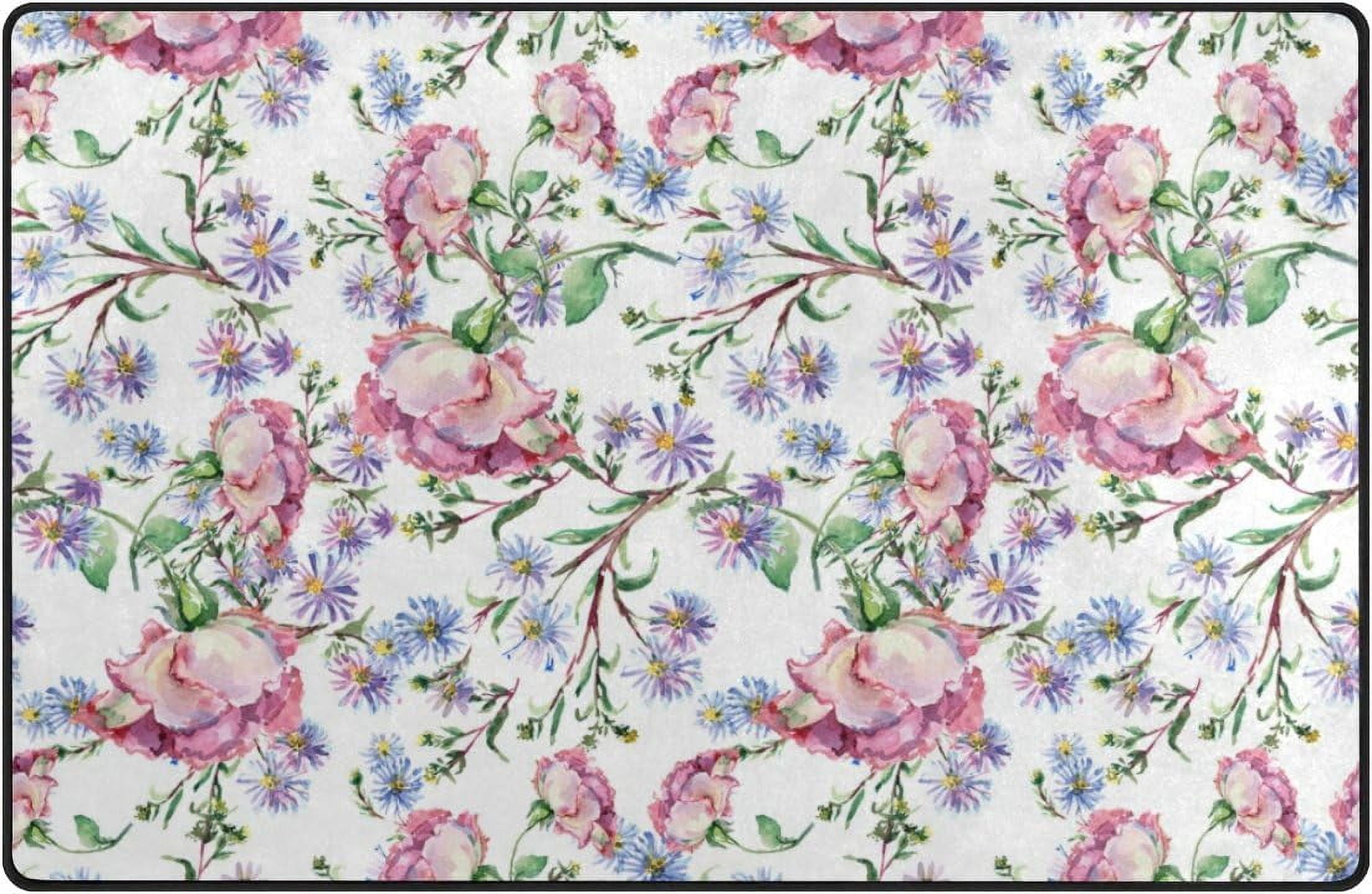 SKYSONIC Branch Roses Flower Area Rug Pad - 31 x 20 inch - 100% Light ...