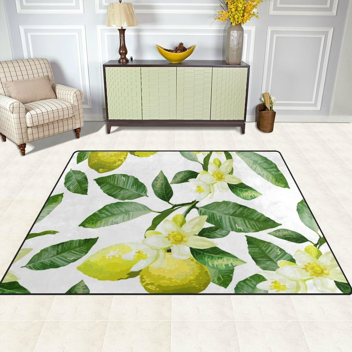 SKYSONIC Branch with Lemons Area Rug Pad - 80x58 inch - 100% Light ...