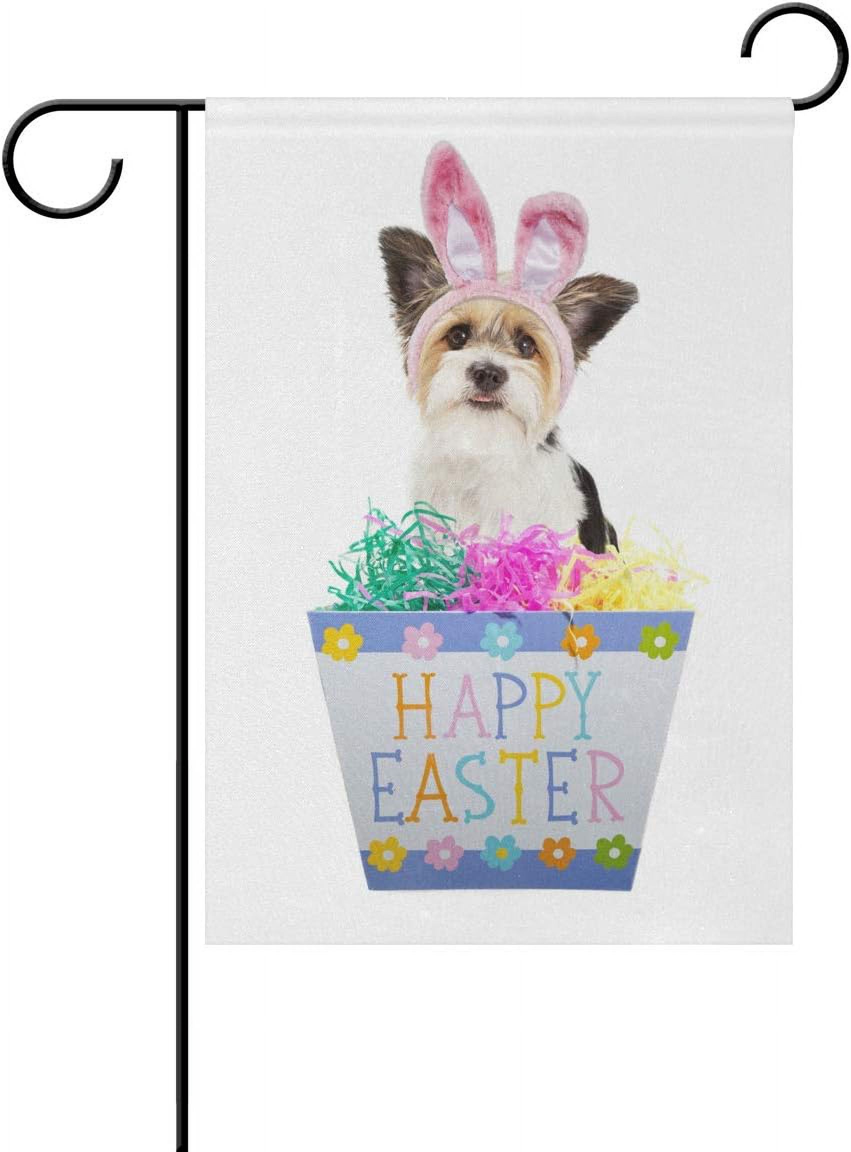 SKYSONIC Breed Dog Wearing Bunny Ears Double-Sided Printed Garden House ...
