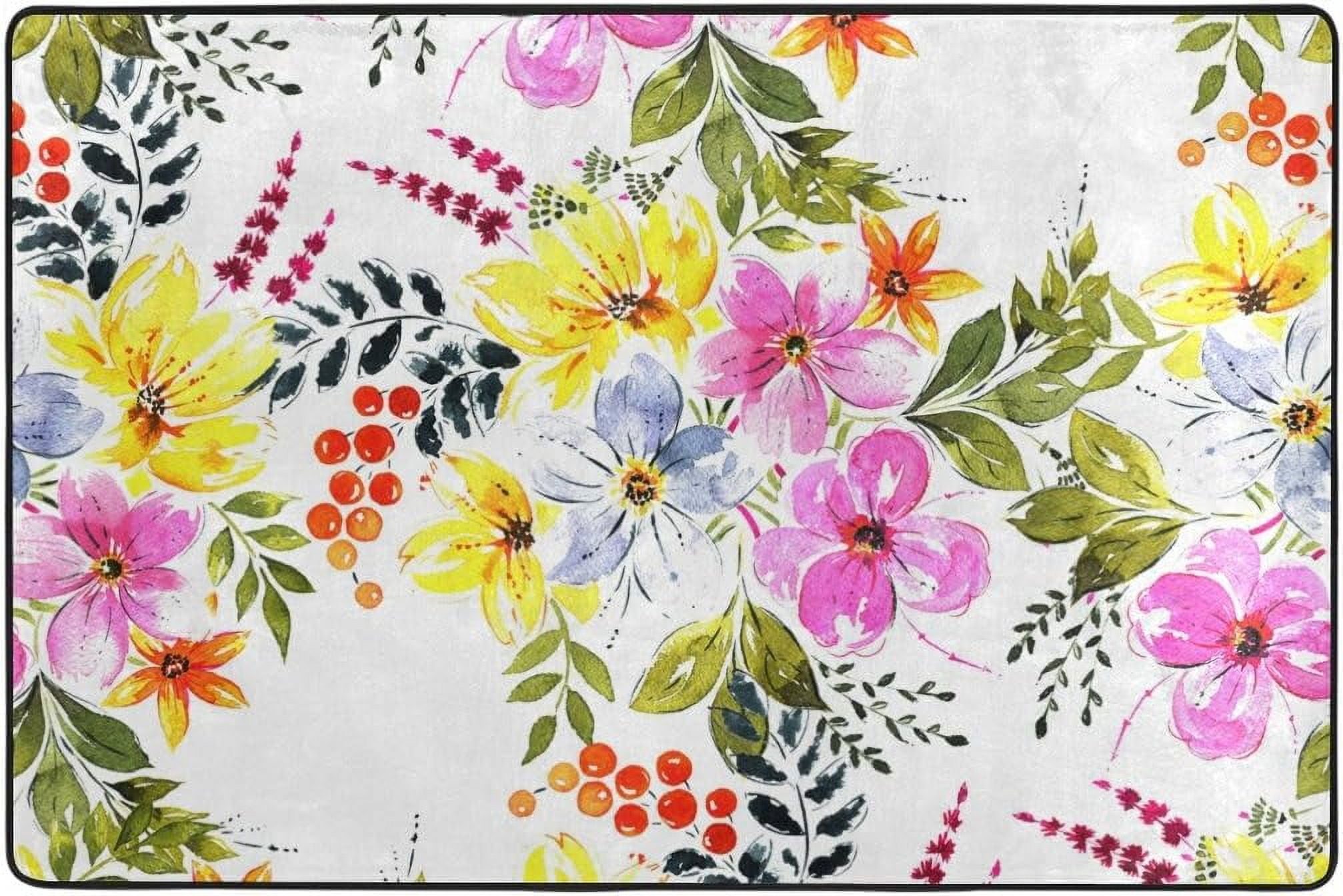 SKYSONIC Bright Floral Bouquets Area Rug Pad 24x36 Inch 100% Light ...