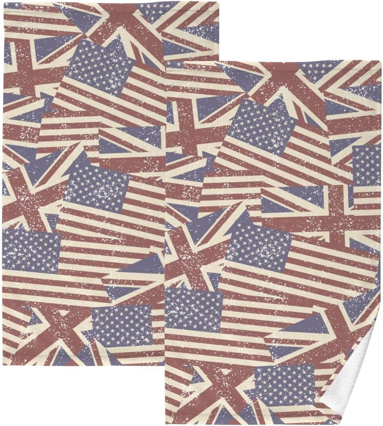 SKYSONIC British USA Flag Hand Towels 2 PCS, Cotton Bath Towel for ...
