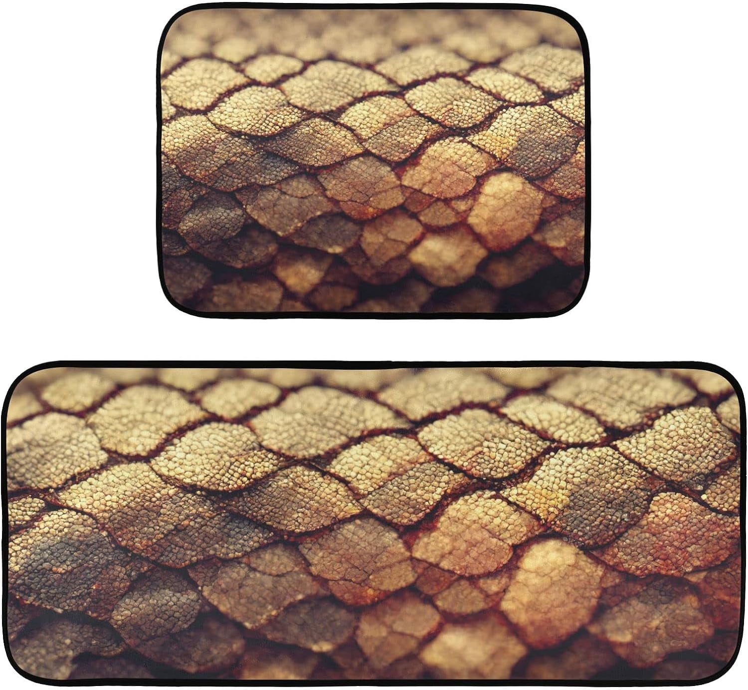 SKYSONIC Bronze Animal Skin Kitchen Mat 2 Pcs Set Anti Fatigue ...