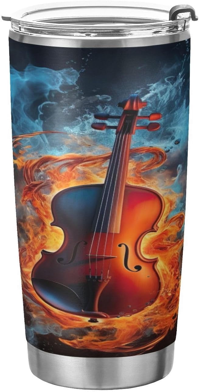SKYSONIC Burning Cello Pattern 20 oz Stainless Steel Insulated Mug ...