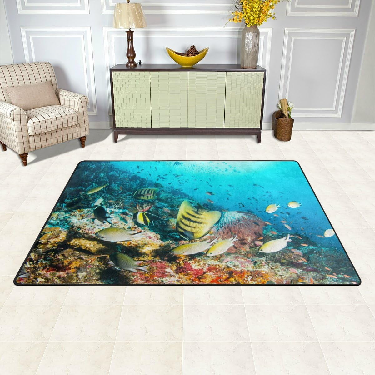 SKYSONIC Butterfly Fish Area Rug Pad - 31 x 20 inch - 100% Light Weight ...