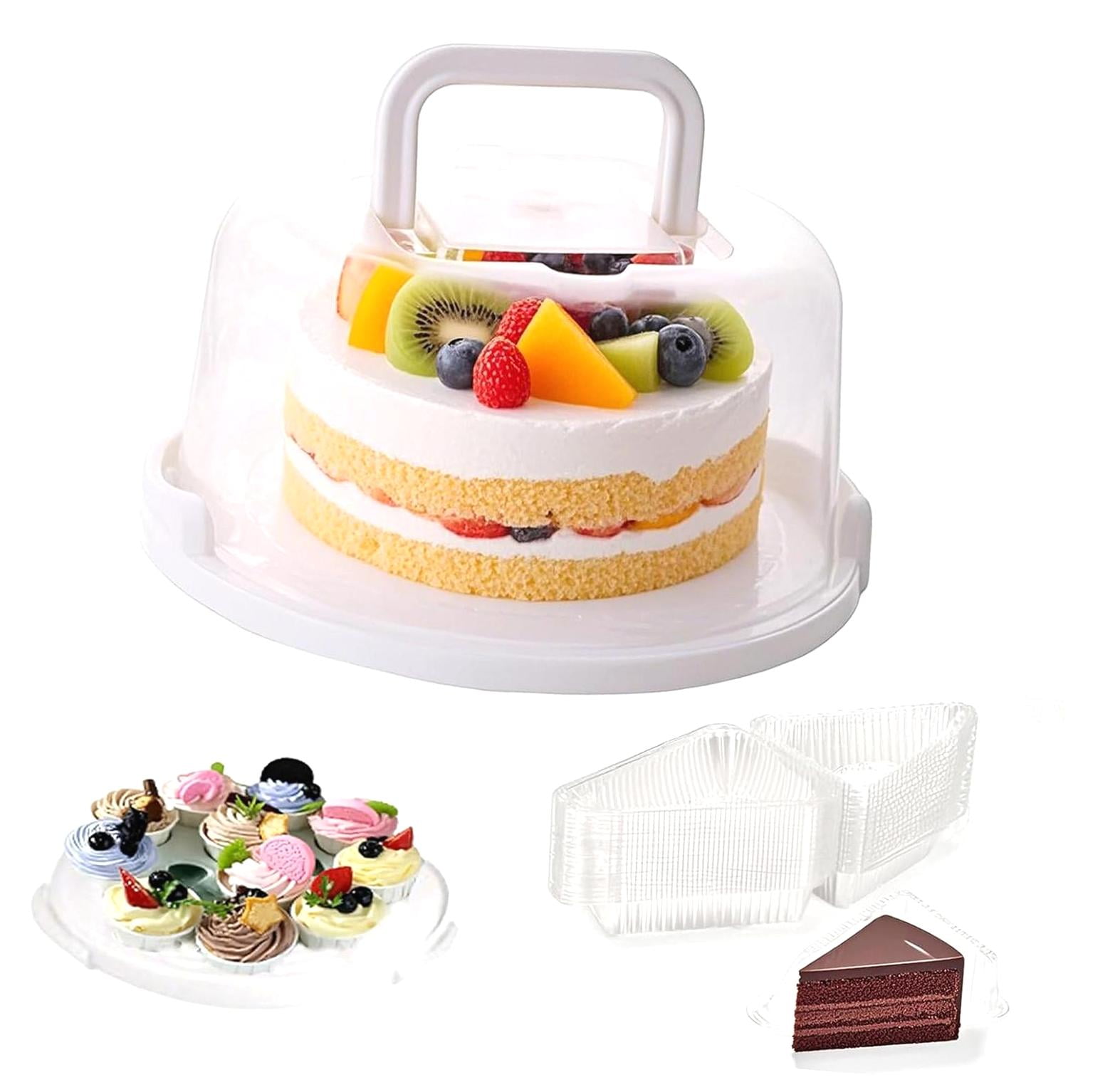 SKYSONIC Cake with Lid and Handle,Cake Holder Tray with Cover Round ...