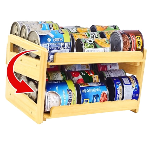 SKYSONIC Can Organizer Rack, Two Tier Stackable FIFO Cans Dispenser ...