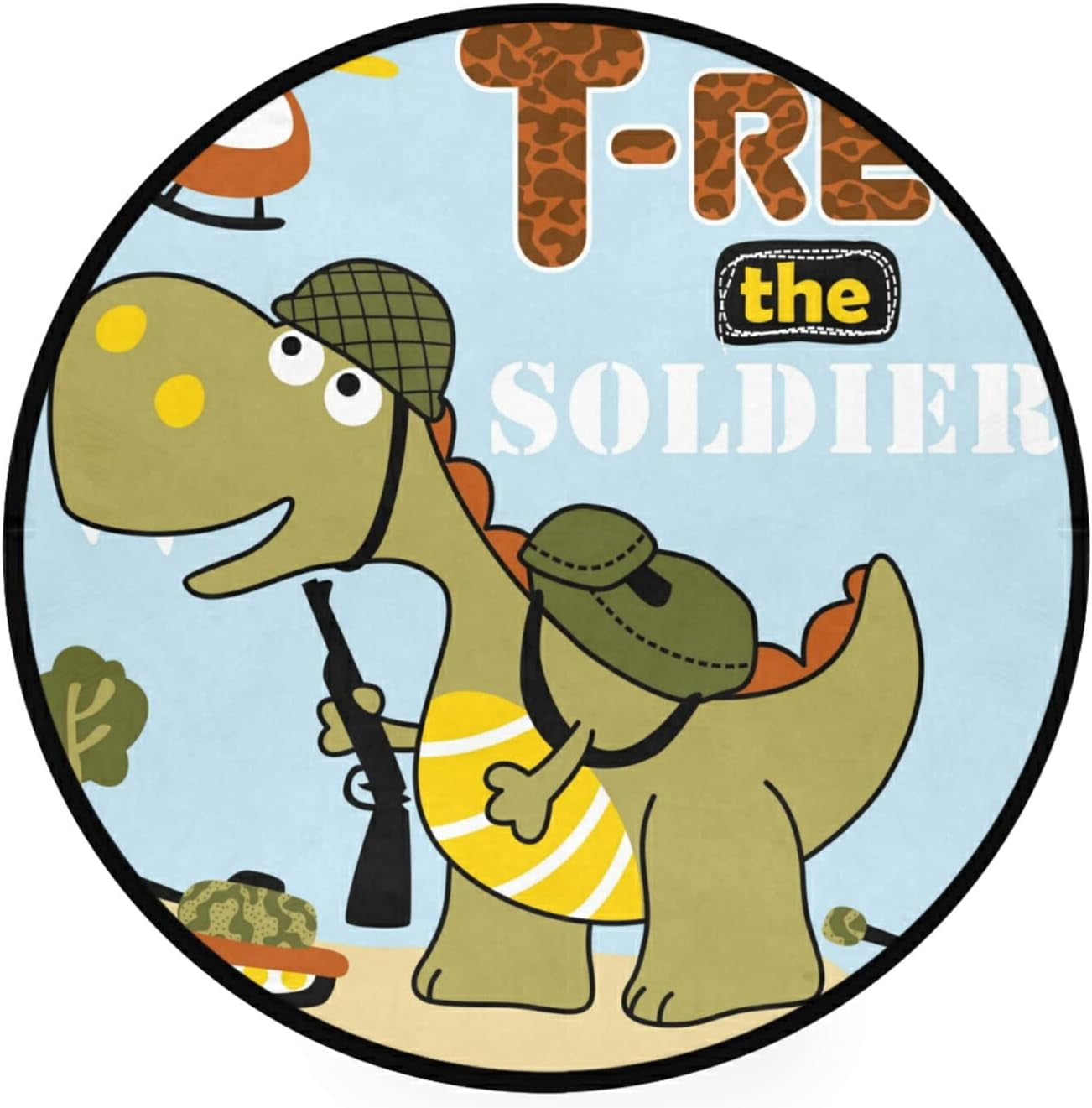 SKYSONIC Cartoon Dinosaurs Round Area Rug Chair Couch Cover Area Rug ...