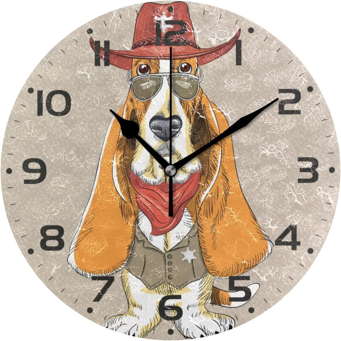 SKYSONIC Cartoon Dog Wall Clock 10 Inch Silent Non Ticking Round Clock ...