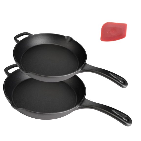 SKYSONIC Cast Iron Skillet Set (10"+12") – Thanksgiving Cookware Set ...
