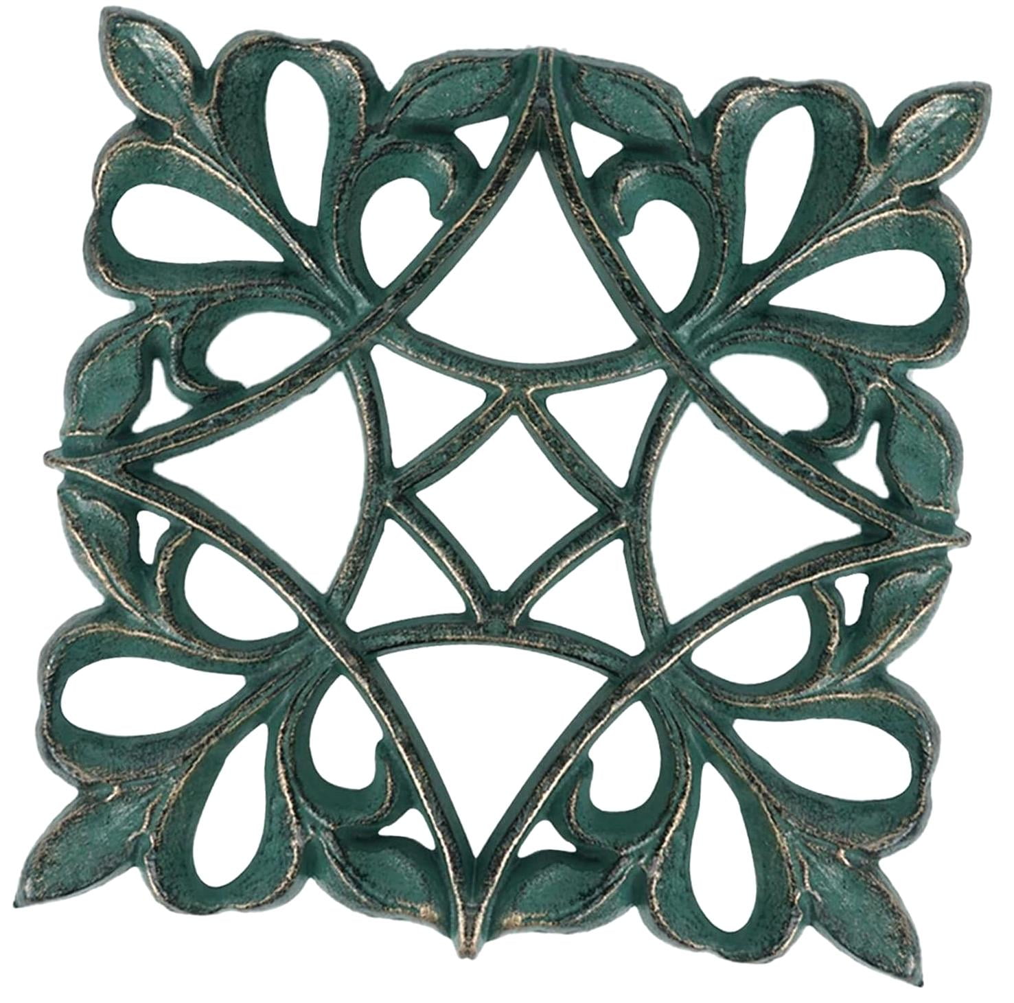 SKYSONIC Cast Iron Trivet, 6-Inch Square Decorative Metal Stand for Hot ...