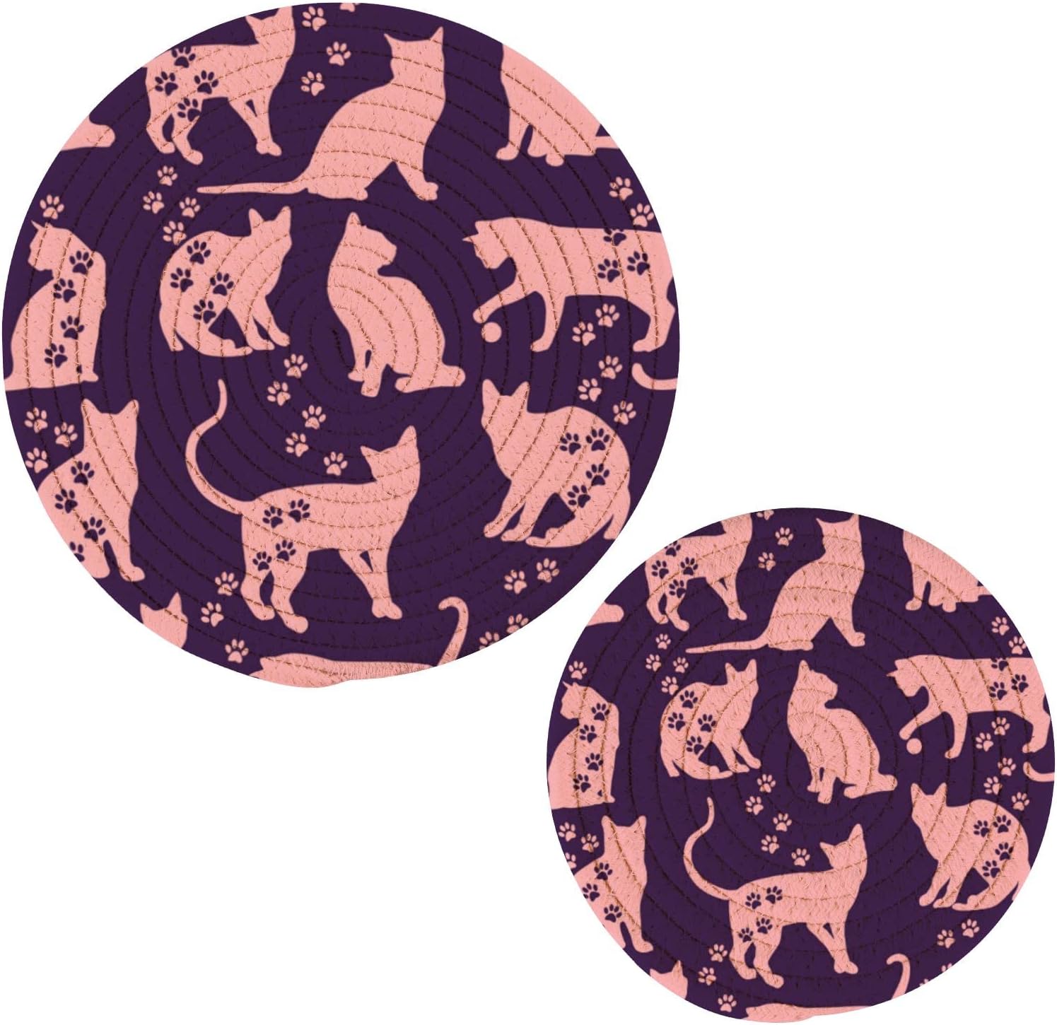 SKYSONIC Cat Animals Doodle Pot Holders Trivets, 2 Pcs Heat Resistant ...