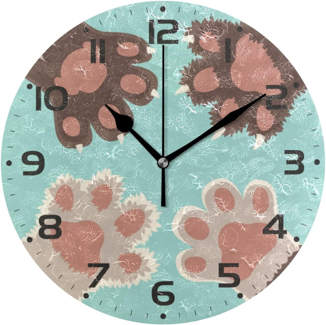 SKYSONIC Cats Foots Wall Clock 10 Inch Silent Non Ticking Round Clock ...