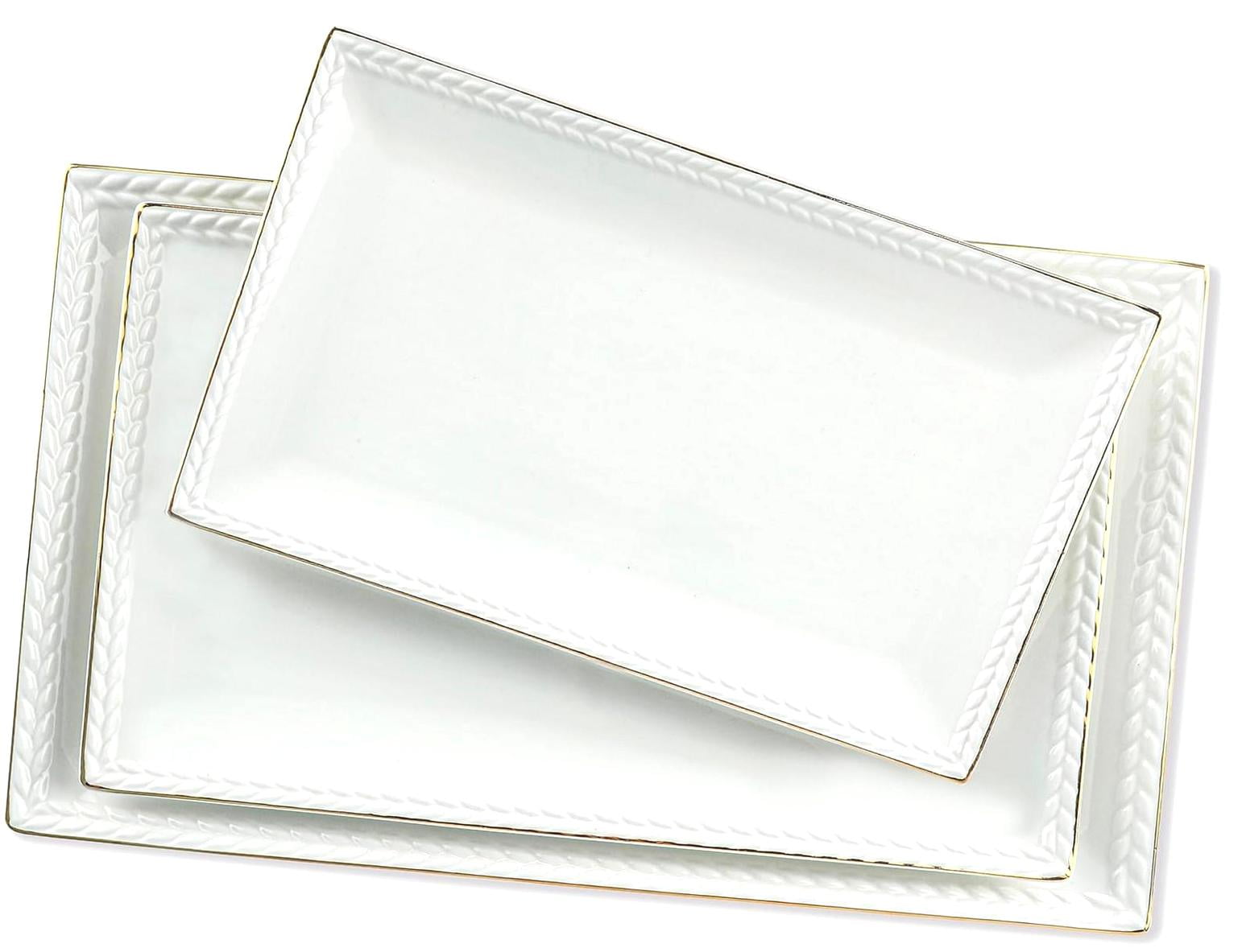 SKYSONIC Ceramic Serving Platter Set | 14”/12” /10” Rectangular Serving ...