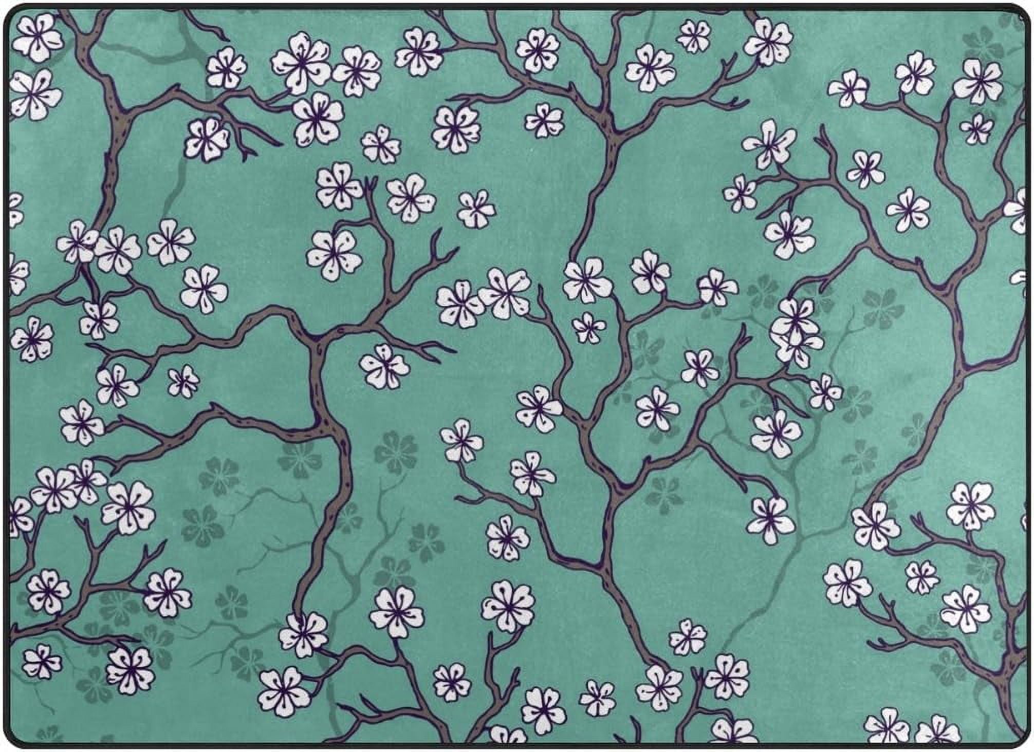 SKYSONIC Cherry Blossoms Branches Area Rug Pad - 63x48 inch - 100% ...