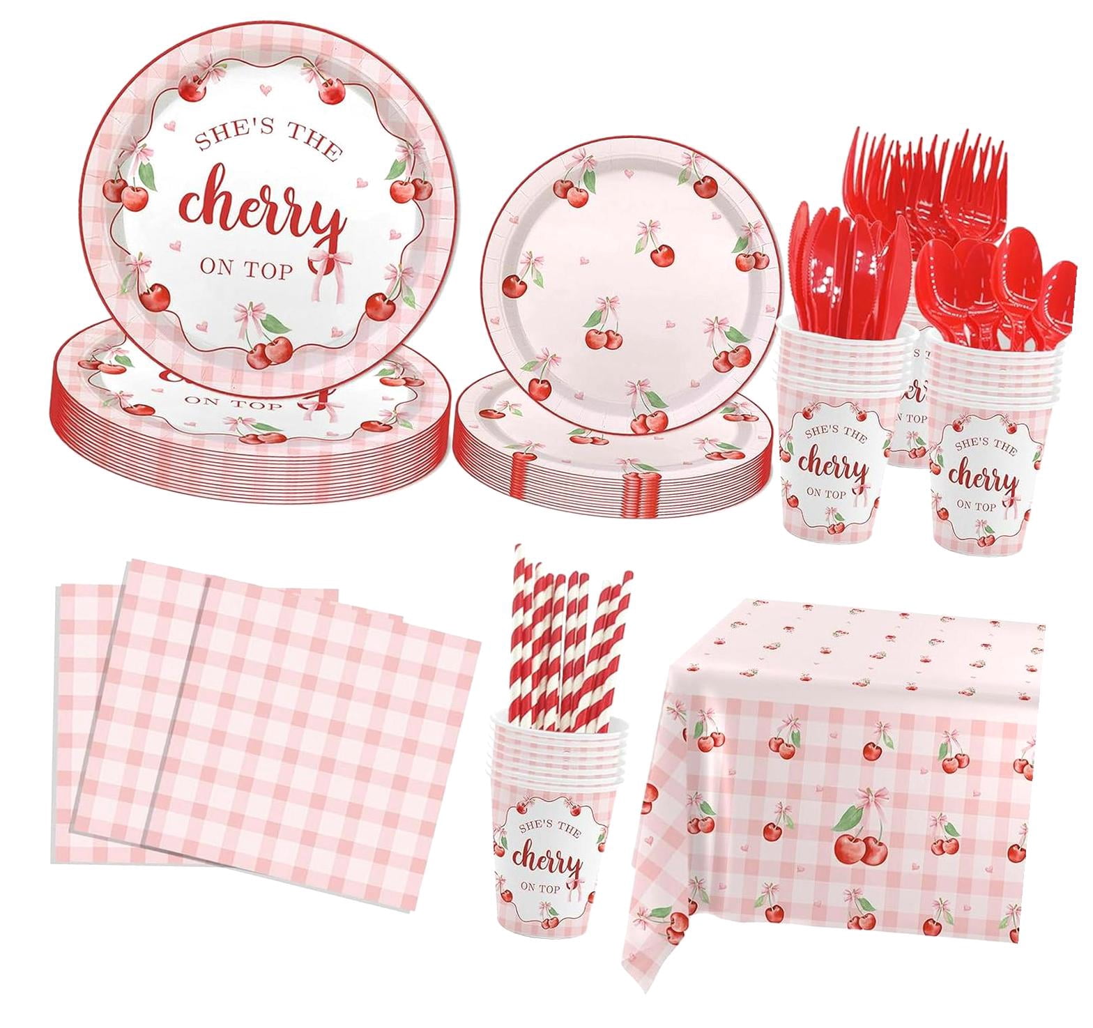SKYSONIC Cherry Party Decorations, She's the Cherry Top on Paper Plate ...