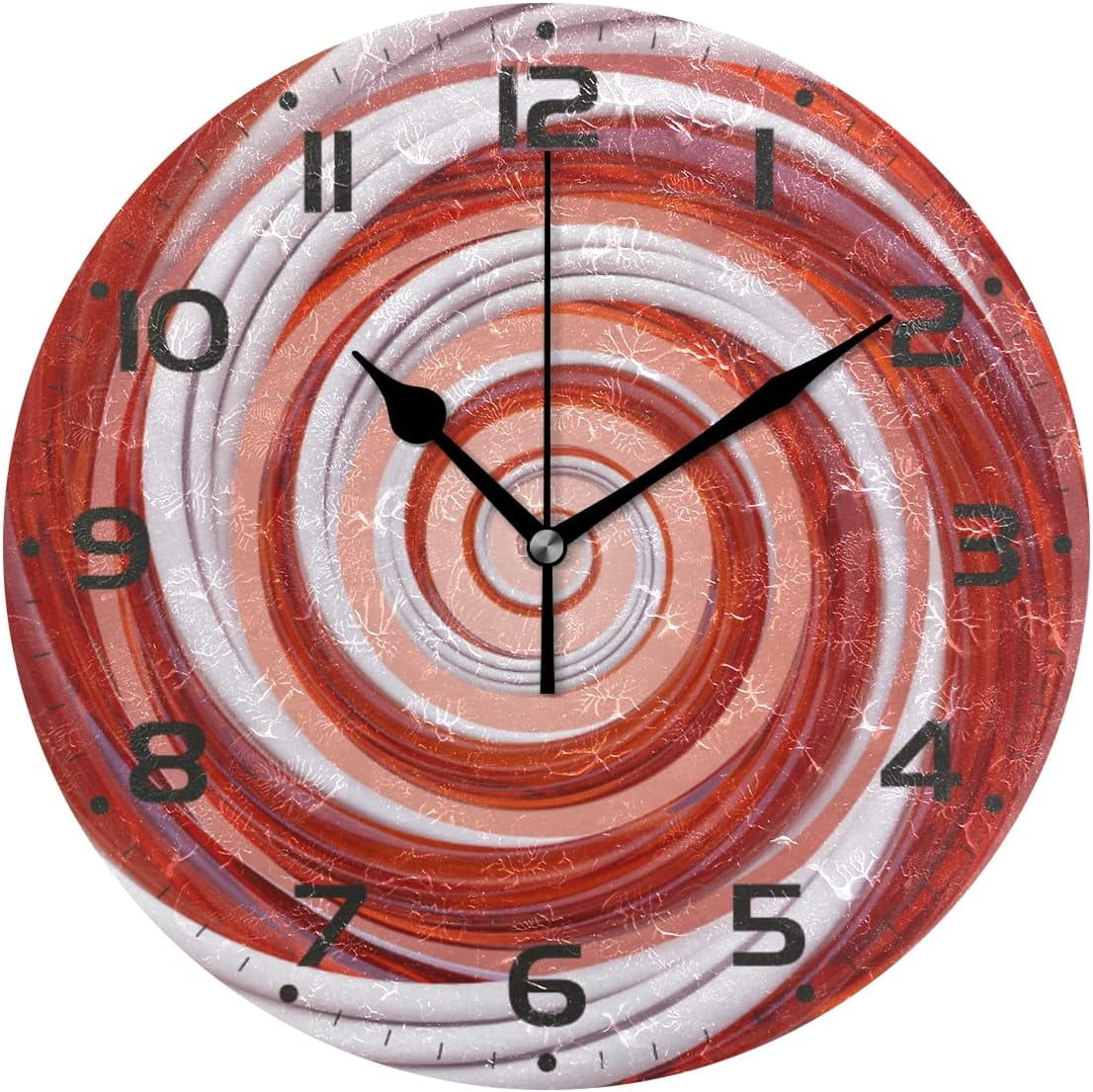 SKYSONIC Christmas Candy Wall Clock 10 Inch Silent Non Ticking Round ...