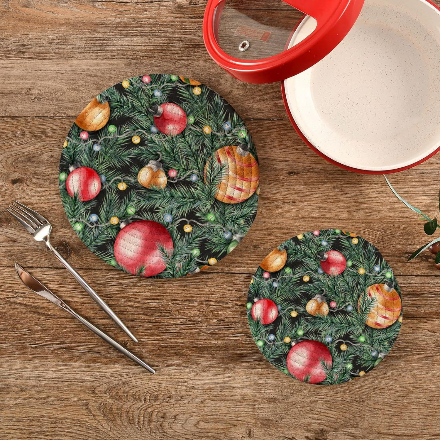 SKYSONIC Christmas Colorful Ball Pot Holders Trivets, 2 Pcs Heat ...