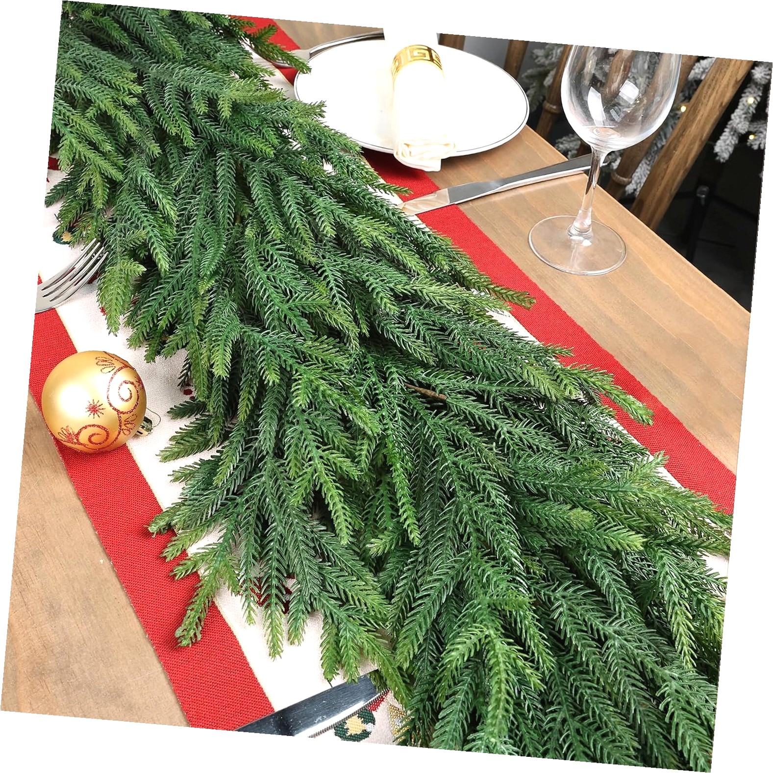 SKYSONIC Christmas Garland for Staircase Touch Droopy Bendable Lifelike ...
