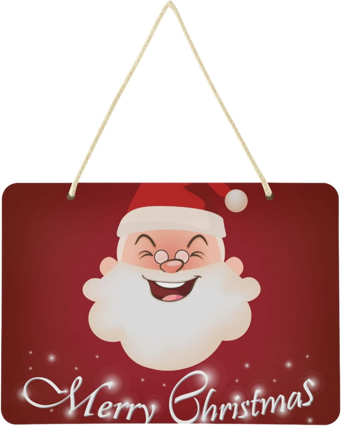 SKYSONIC Christmas Santa Claus Welcome Sign Front Door Decor Wall ...