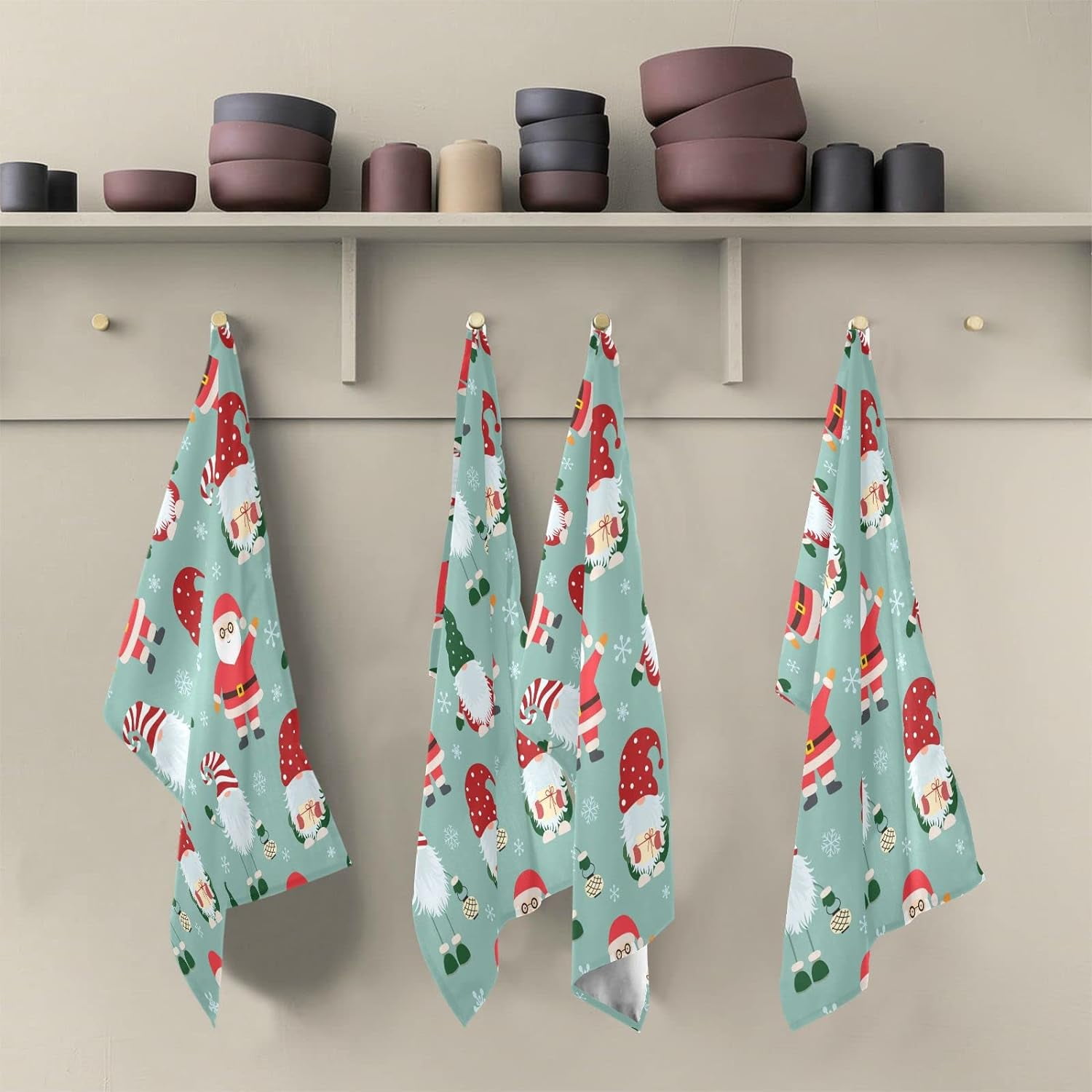 SKYSONIC Christmas Santa Kitchen Dish Towel Set,Drying Kitchen Towels ...