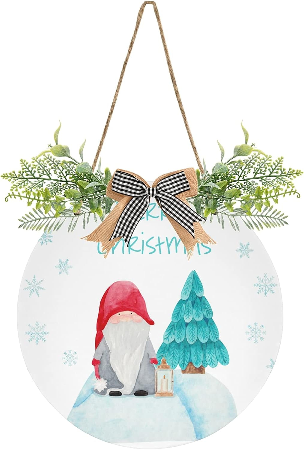 SKYSONIC Christmas Santa Welcome Sign Front Door Decoration Round Door ...