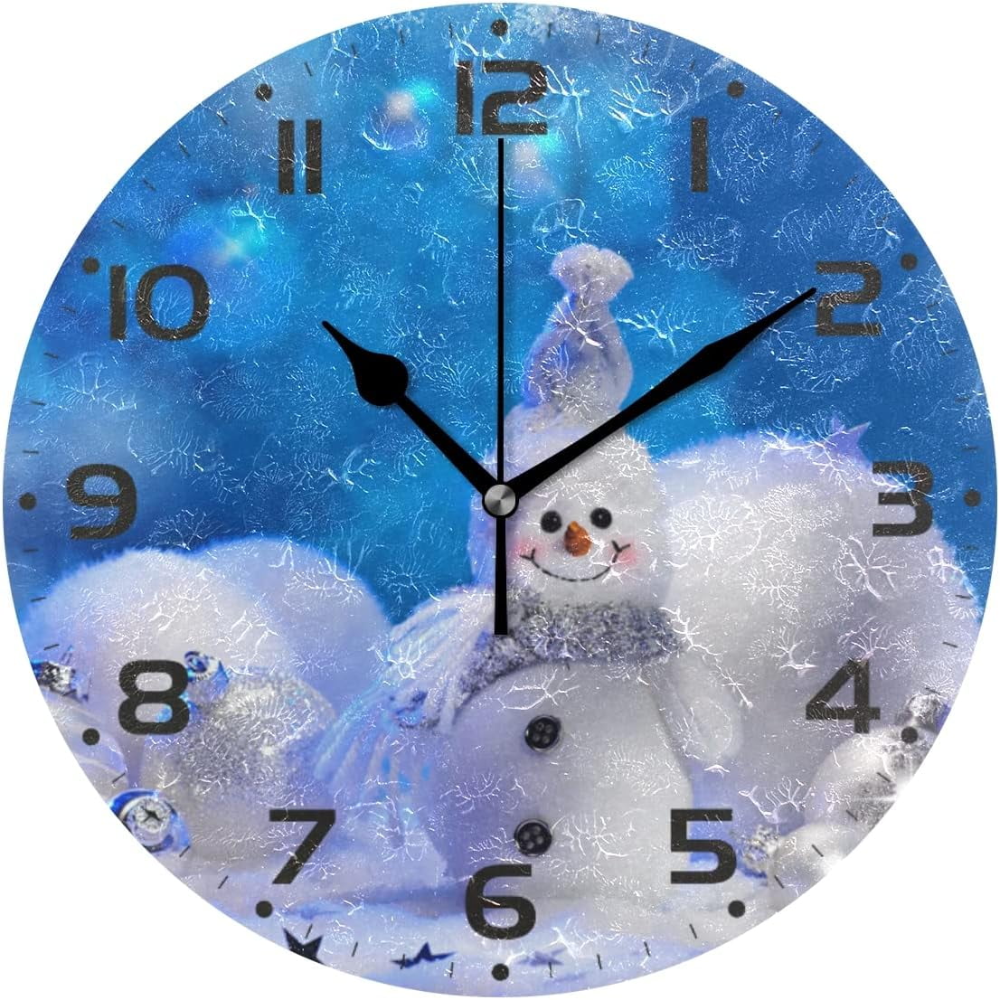 SKYSONIC Christmas Snowflake Wall Clock 10 Inch Silent Non Ticking ...