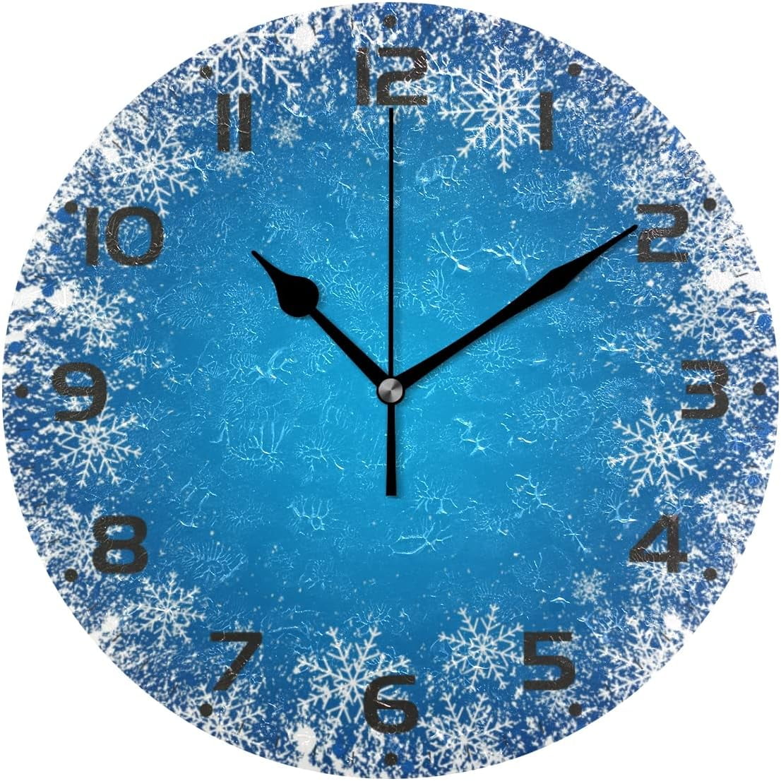 SKYSONIC Christmas Snowflake Wall Clock 10 Inch Silent Non Ticking ...