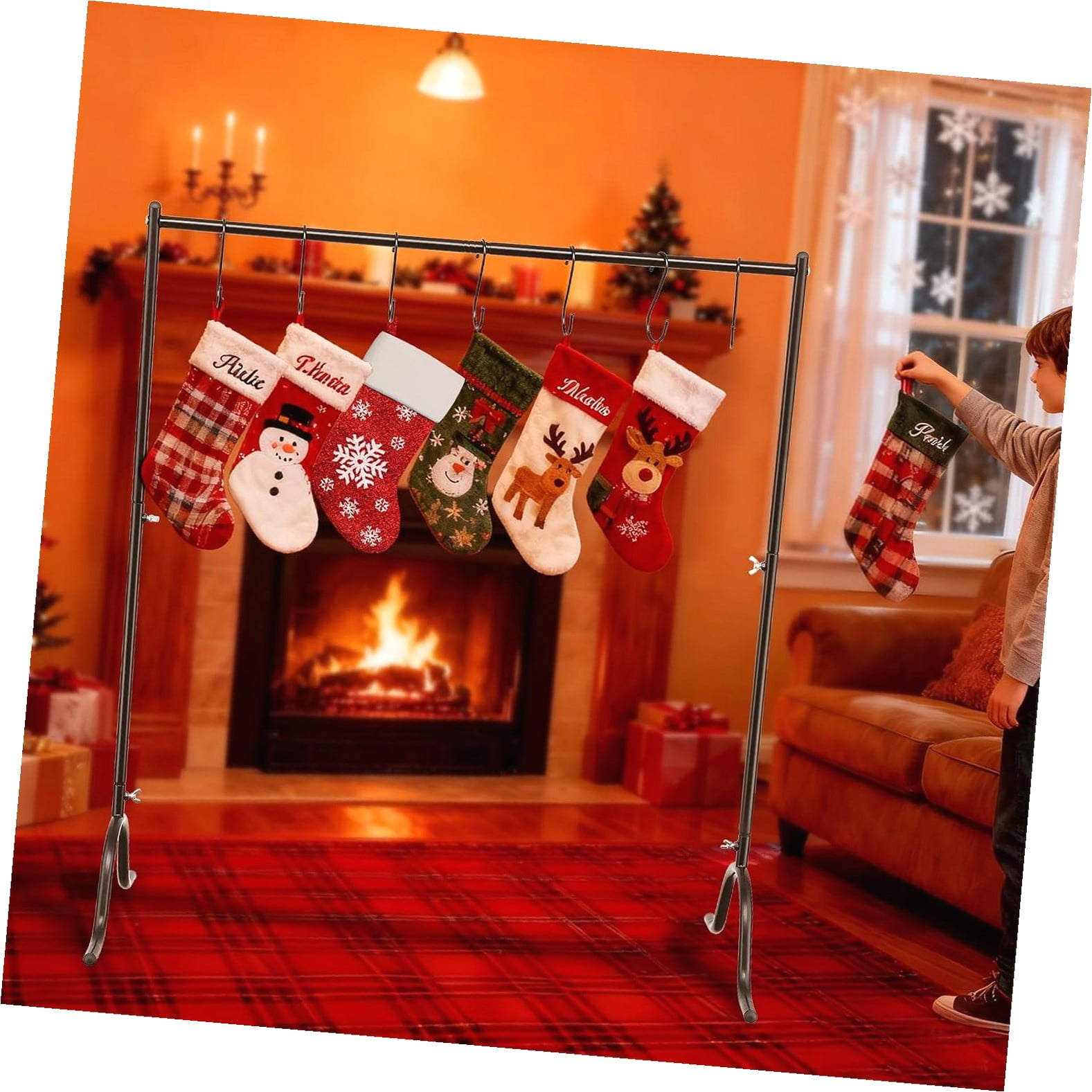 SKYSONIC Christmas Stocking Holder Stand, Stocking Hanger Floor Metal ...