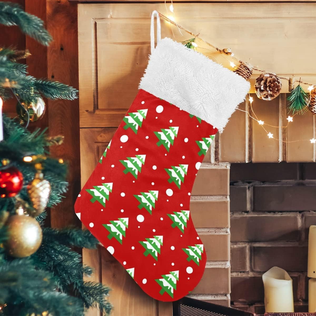 SKYSONIC Christmas Stocking Personalized Christmas Tree Large Candy ...