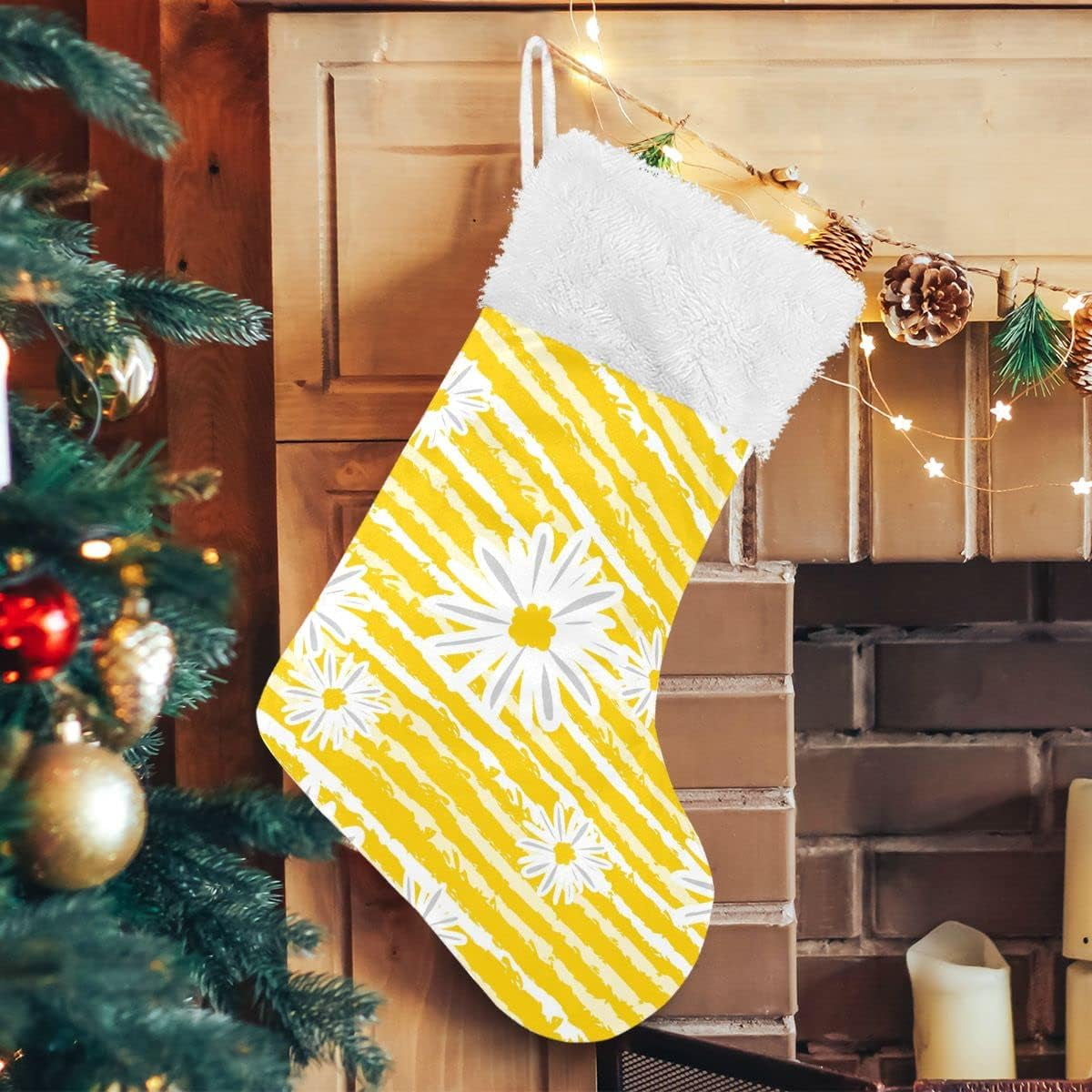 SKYSONIC Christmas Stocking Personalized Daisy Large Candy Stocking ...