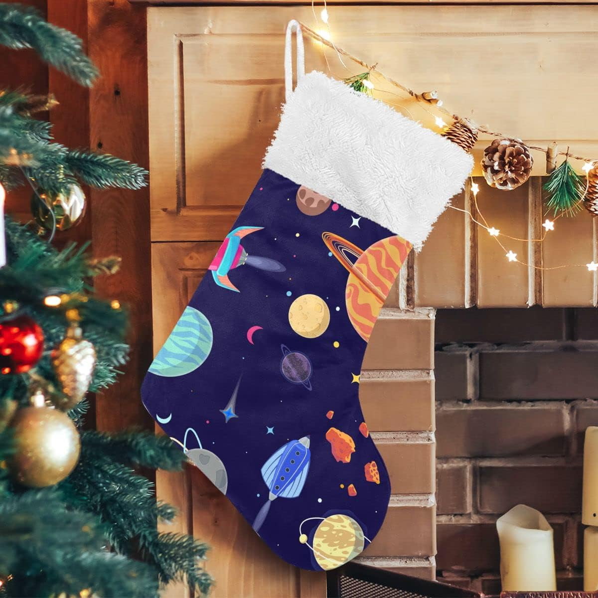 SKYSONIC Christmas Stocking Personalized Space Planet Large Candy ...