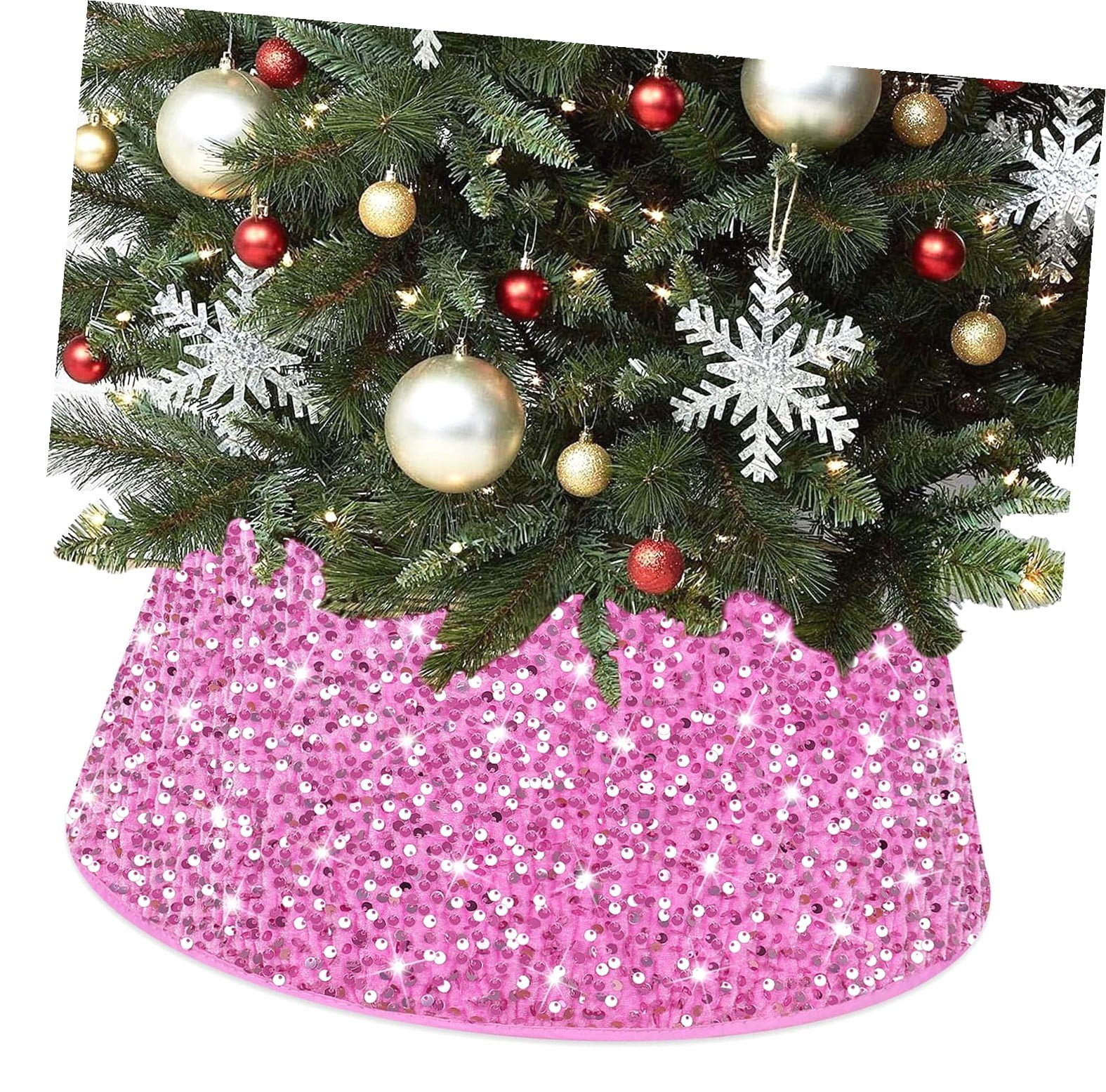 SKYSONIC Christmas Tree Collar Sequin Trees Christmas Trees Base Cover ...