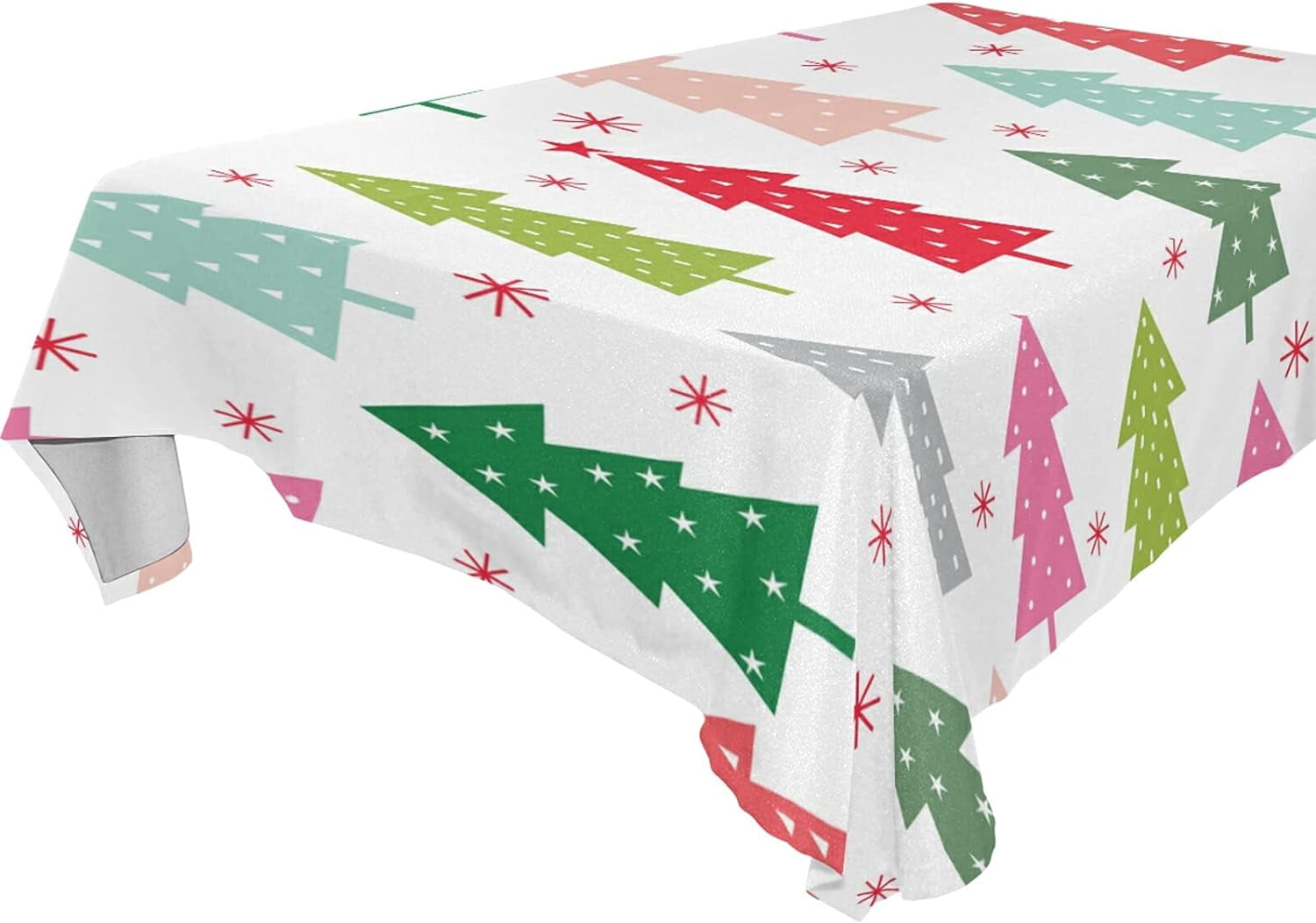 SKYSONIC Christmas Tree Tablecloth Waterproof Washable Polyester Square ...