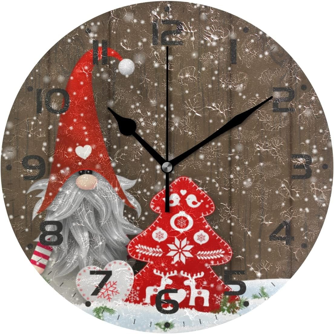 SKYSONIC Christmas Wall Clock 10 Inch Silent Non Ticking Round Clock ...