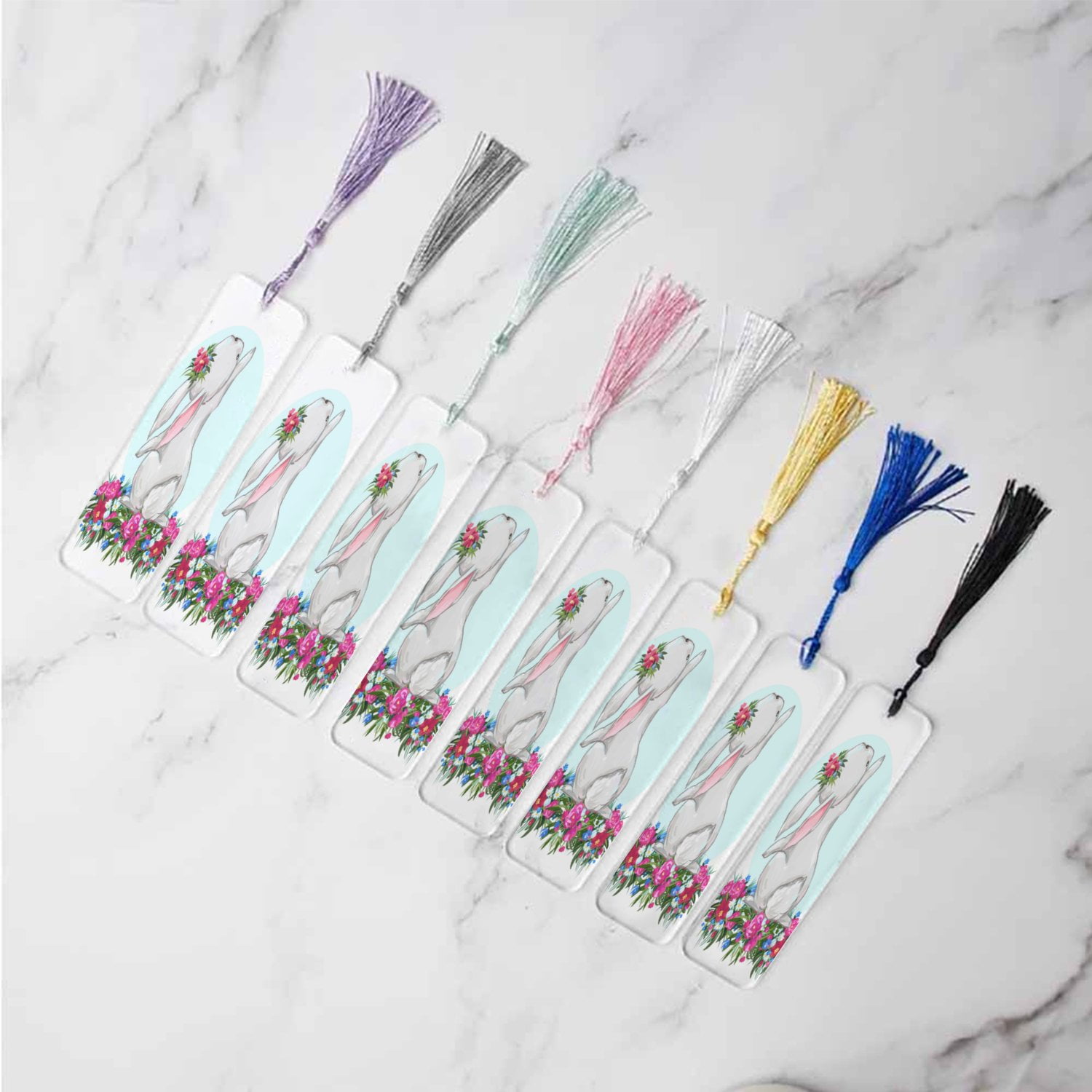 SKYSONIC Clear Acrylic Bookmarks, Cute Easter Bunny,Rectangle Plastic ...