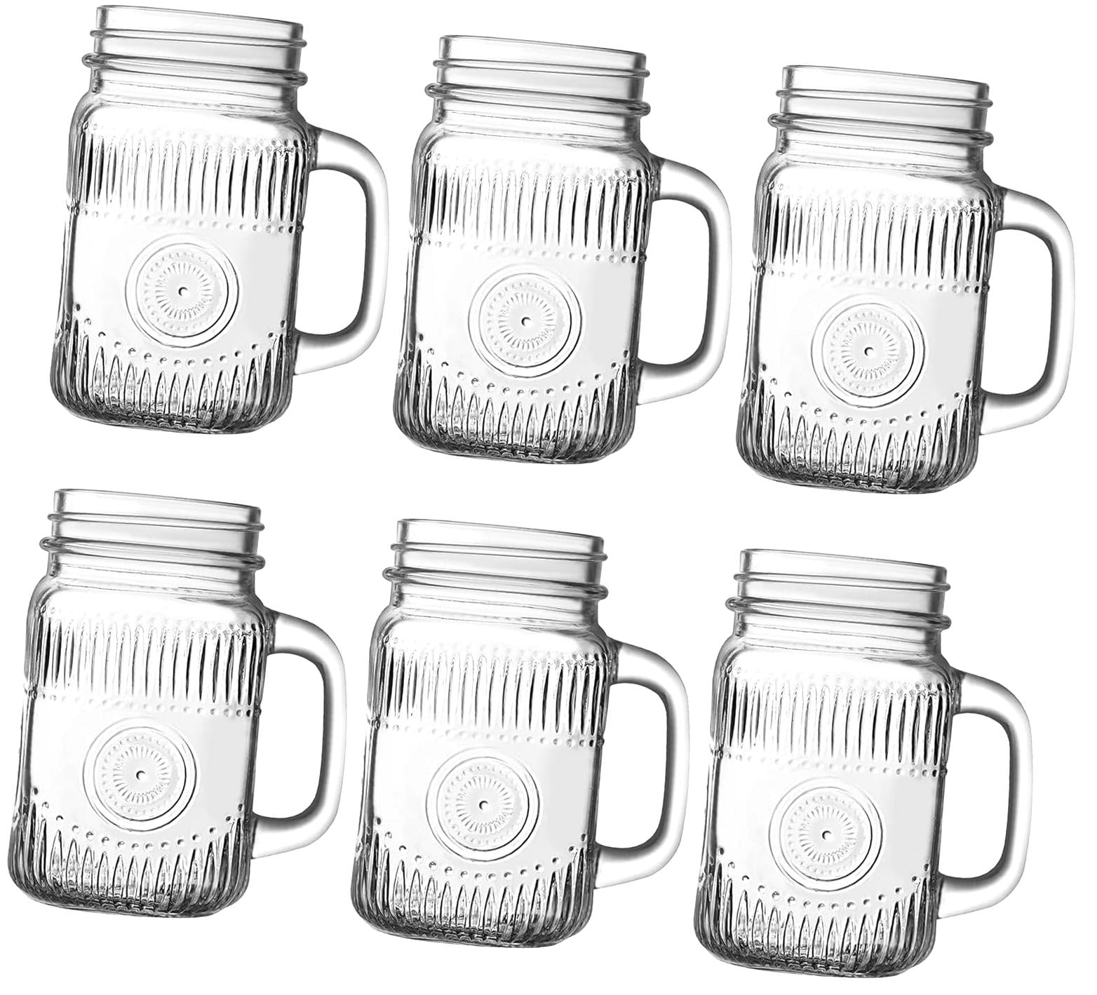 SKYSONIC Clear Drinking Jar 16 OZ Drinking Jars with Comfortable Handle ...