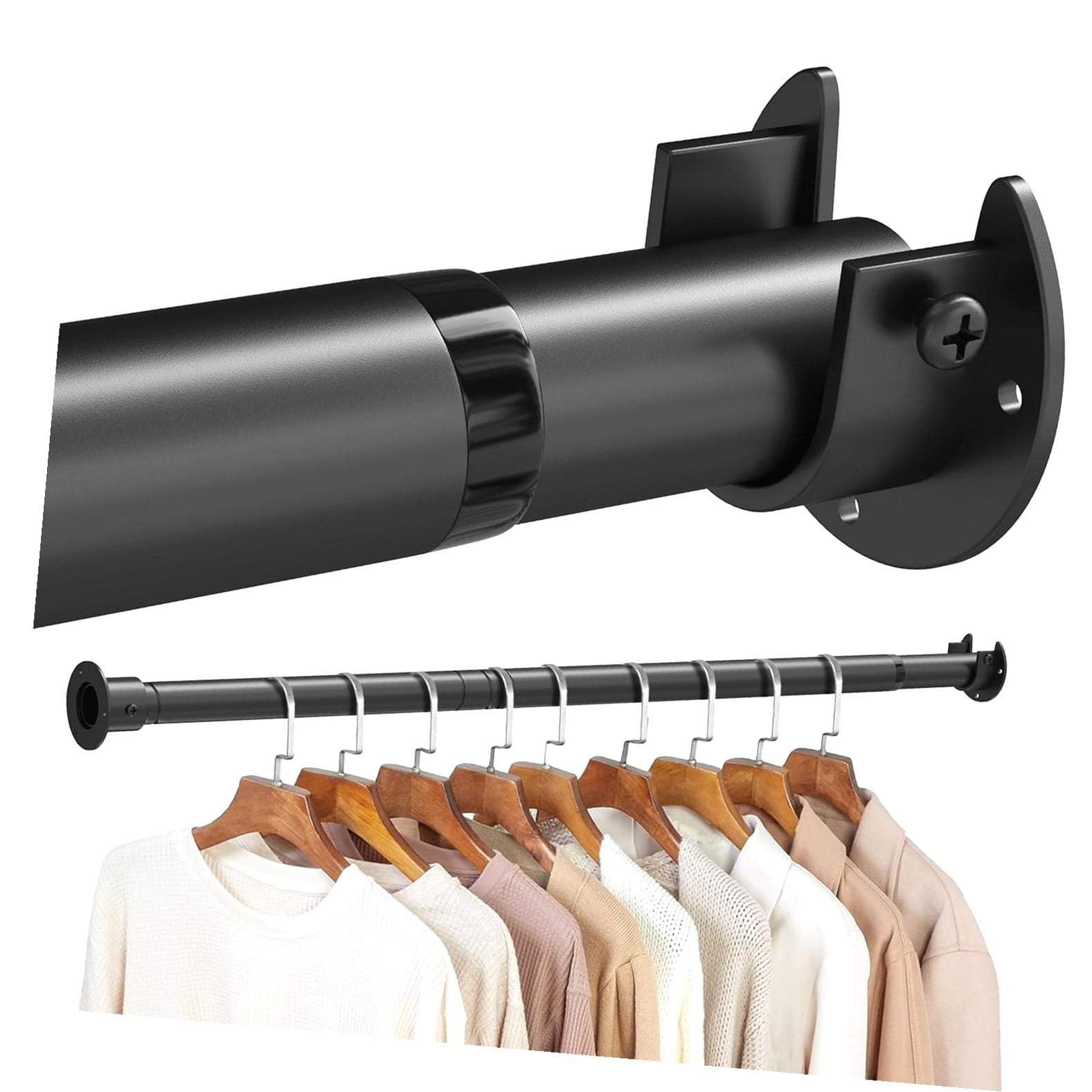 SKYSONIC Closet Rod, to 40 Inches, 1.3 Inch Diameter Metal Hanging Rod ...