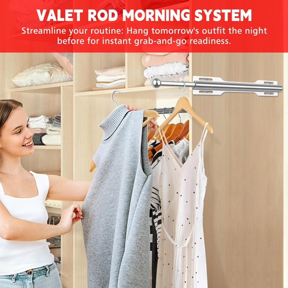 SKYSONIC Closet Valet Rod Slide Out, Closet Pull Out Rod for Bedroom ...