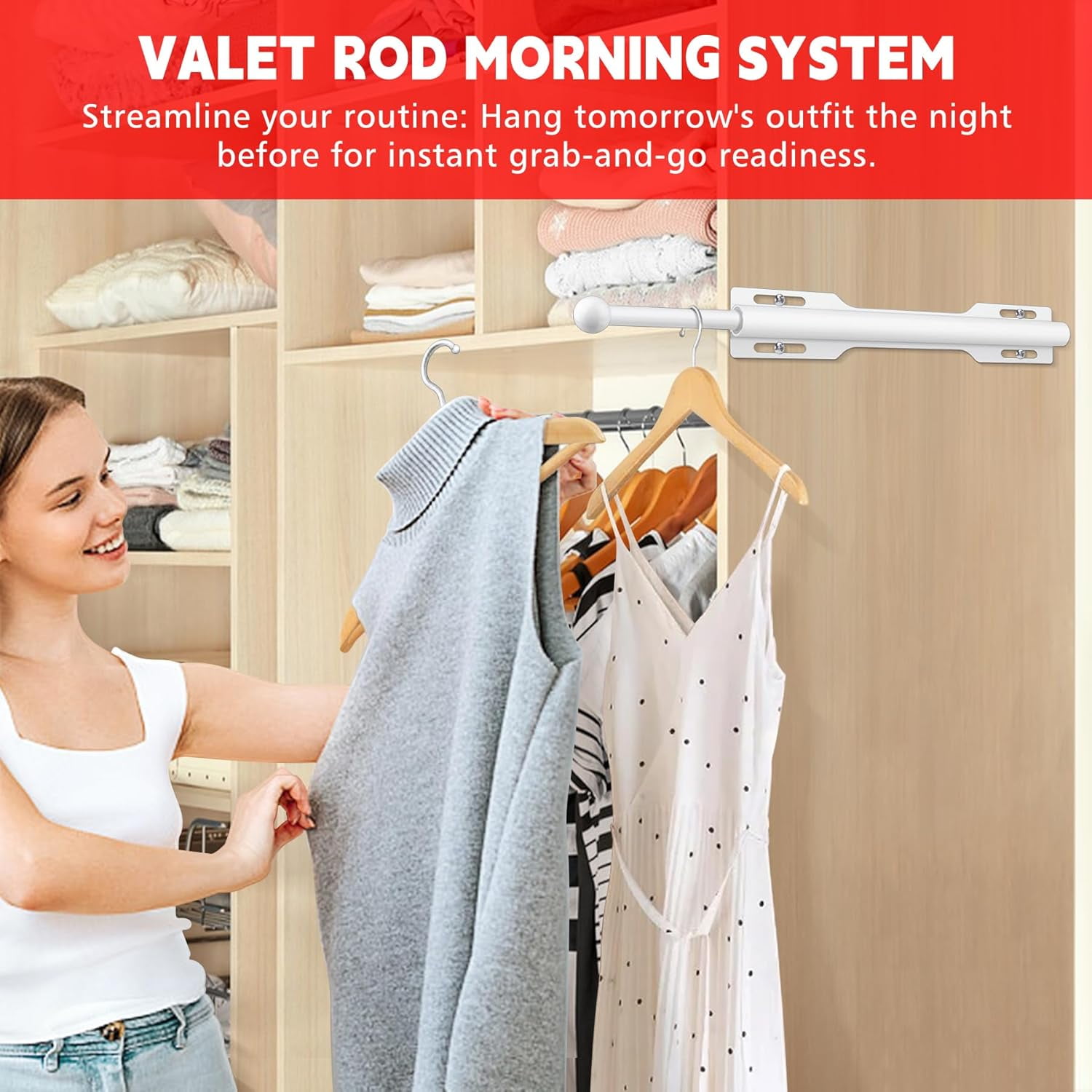 SKYSONIC Closet Valet Rod Slide Out, Closet Pull Out Rod for Bedroom ...