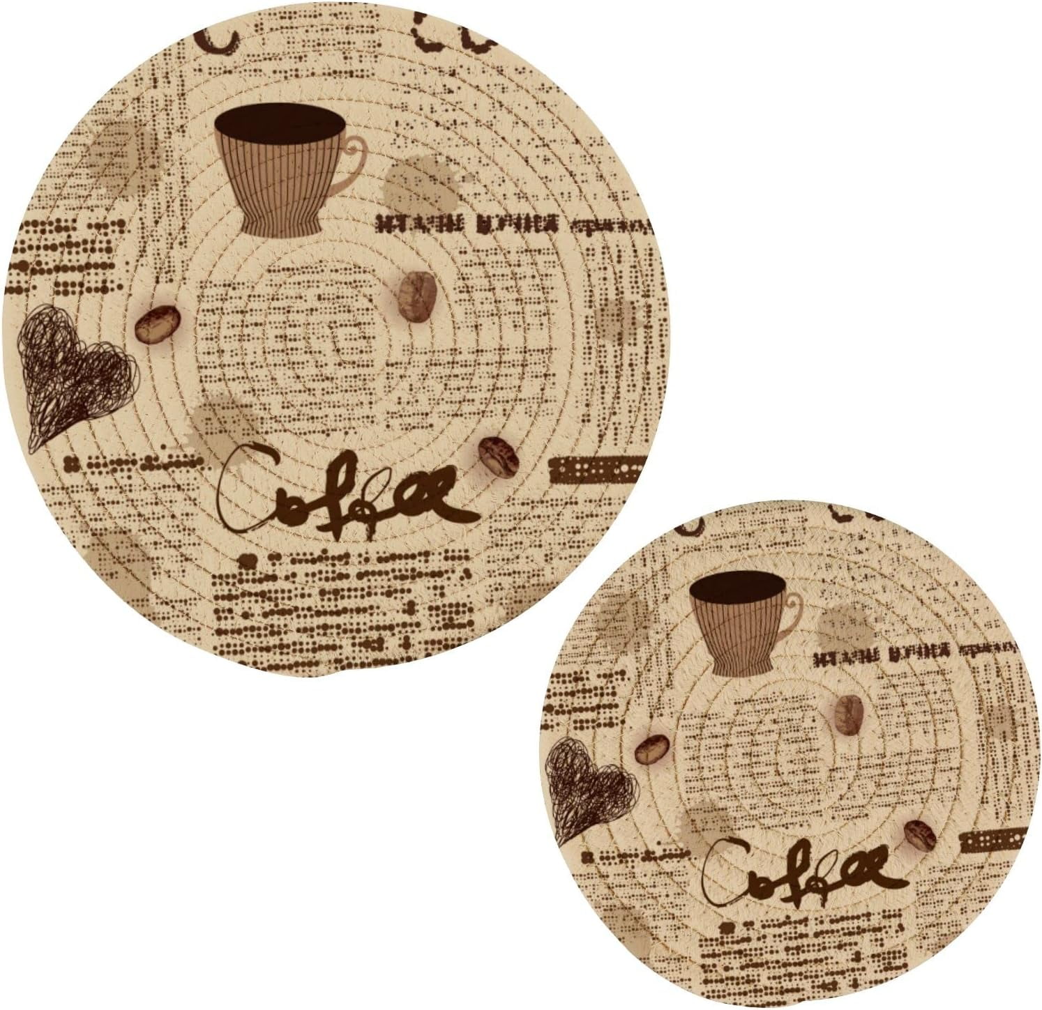 SKYSONIC Coffee Newspaper Trivet Pot Holder Set of Potholders for ...