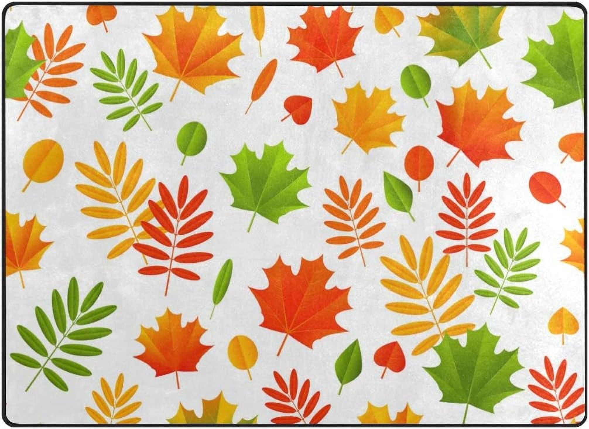 SKYSONIC Color Autumn Leaves Area Rug Carpet 60x48 inch Light Weight ...