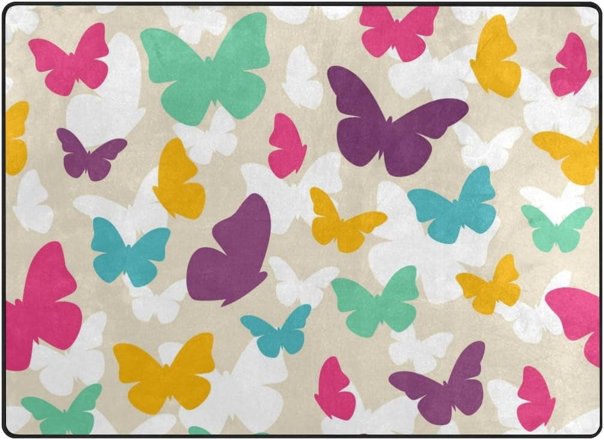 SKYSONIC Colorful Butterfly Area Rug Pad - 80x58 inch - 100% Light ...