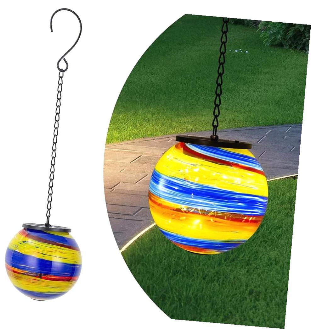 SKYSONIC Colorful Hanging Solar Lanterns 4.7" Glass Solar Globe Lights ...