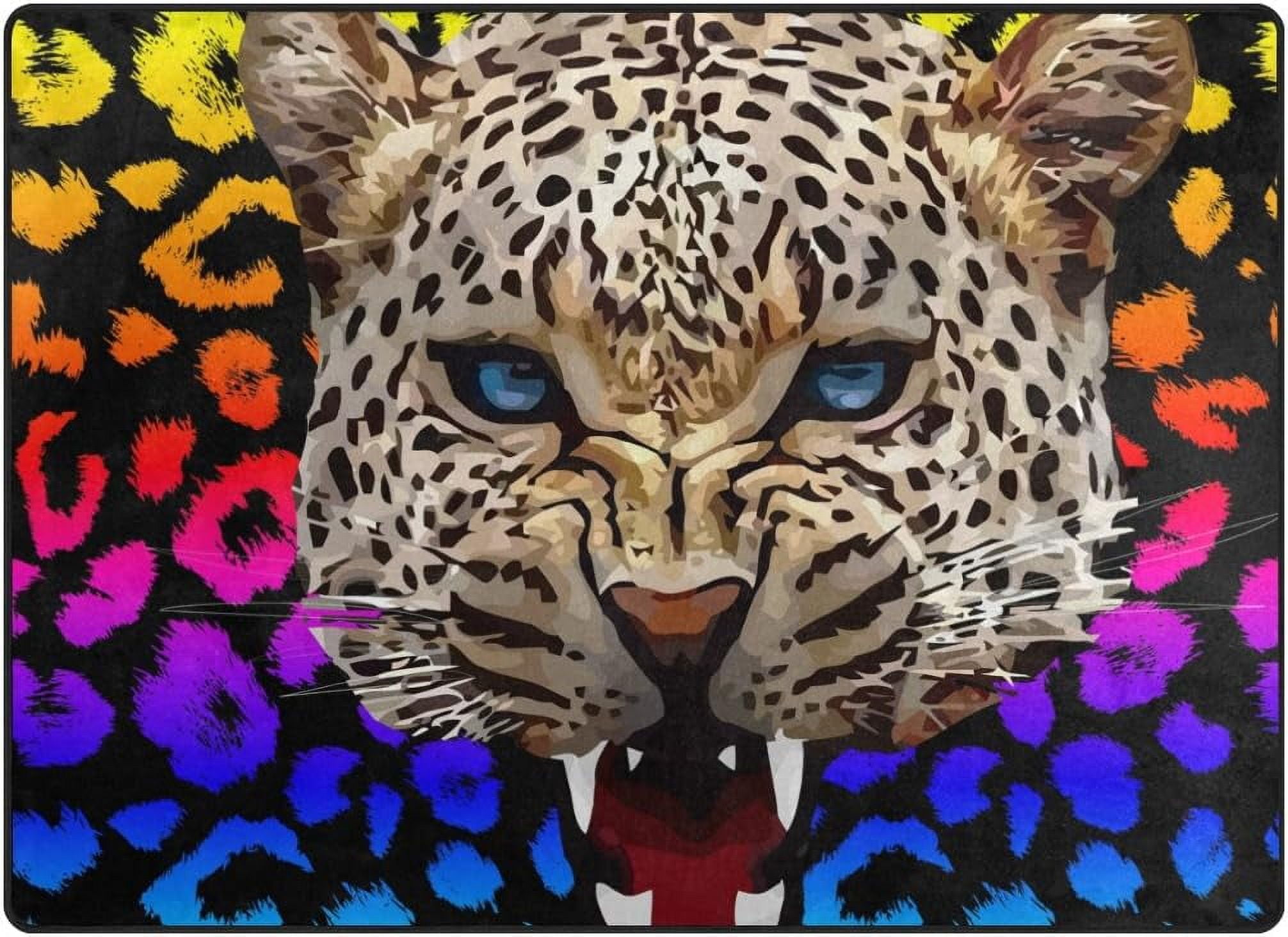 SKYSONIC Colorful Roaring Leopard 80x58 inches Lightweight Soft Area ...